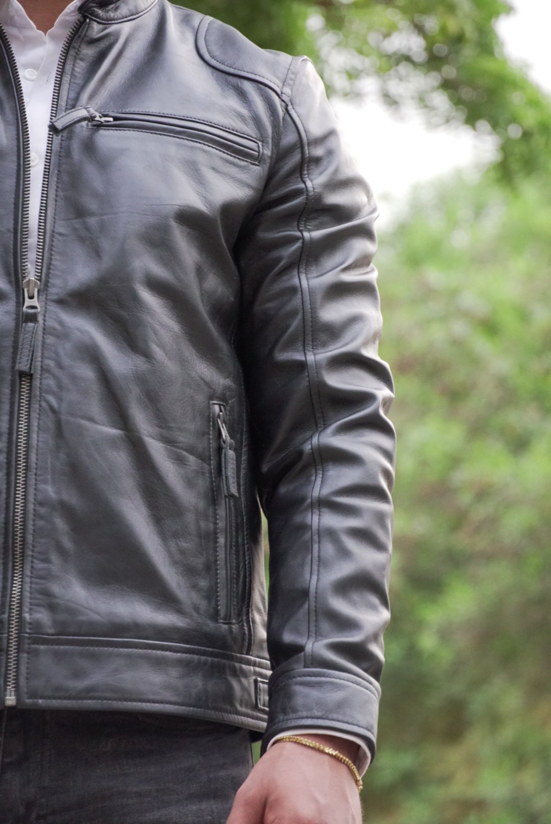 Cafe Racer Style Leather Jacket Leather Jacket for Men Biker Jacket ...