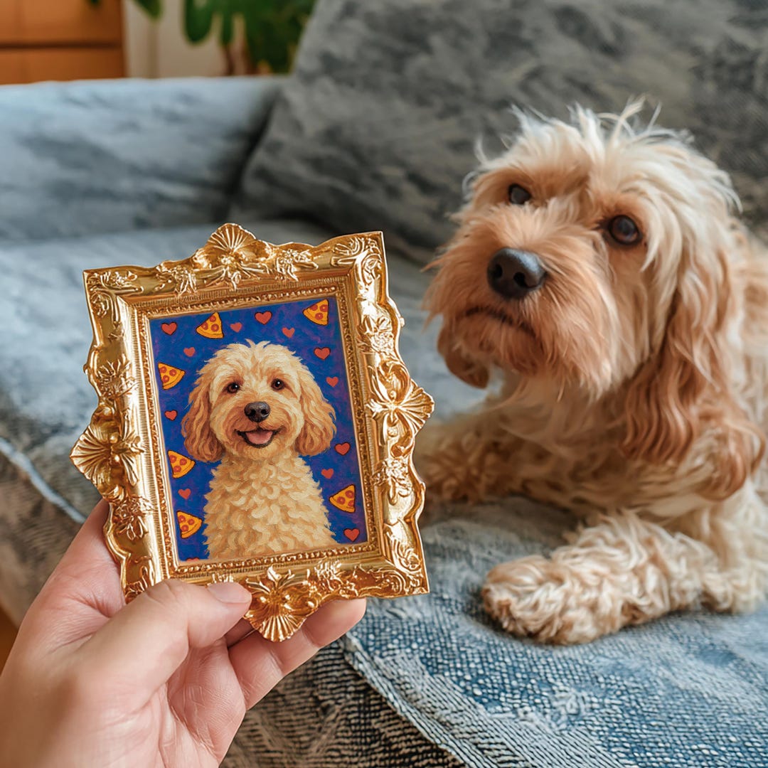 Custom Mini Pet Portrait – Baroque Frame With Magnet - Etsy