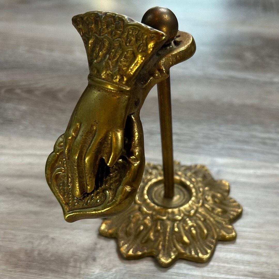 Vintage Brass Hand Clip on Stand — Photo Holder, Tarot Display, Gothic ...