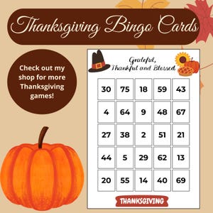 Thanksgiving Bingo, Thanksgiving Bingo Cards, Thanksgiving Games, Fall ...