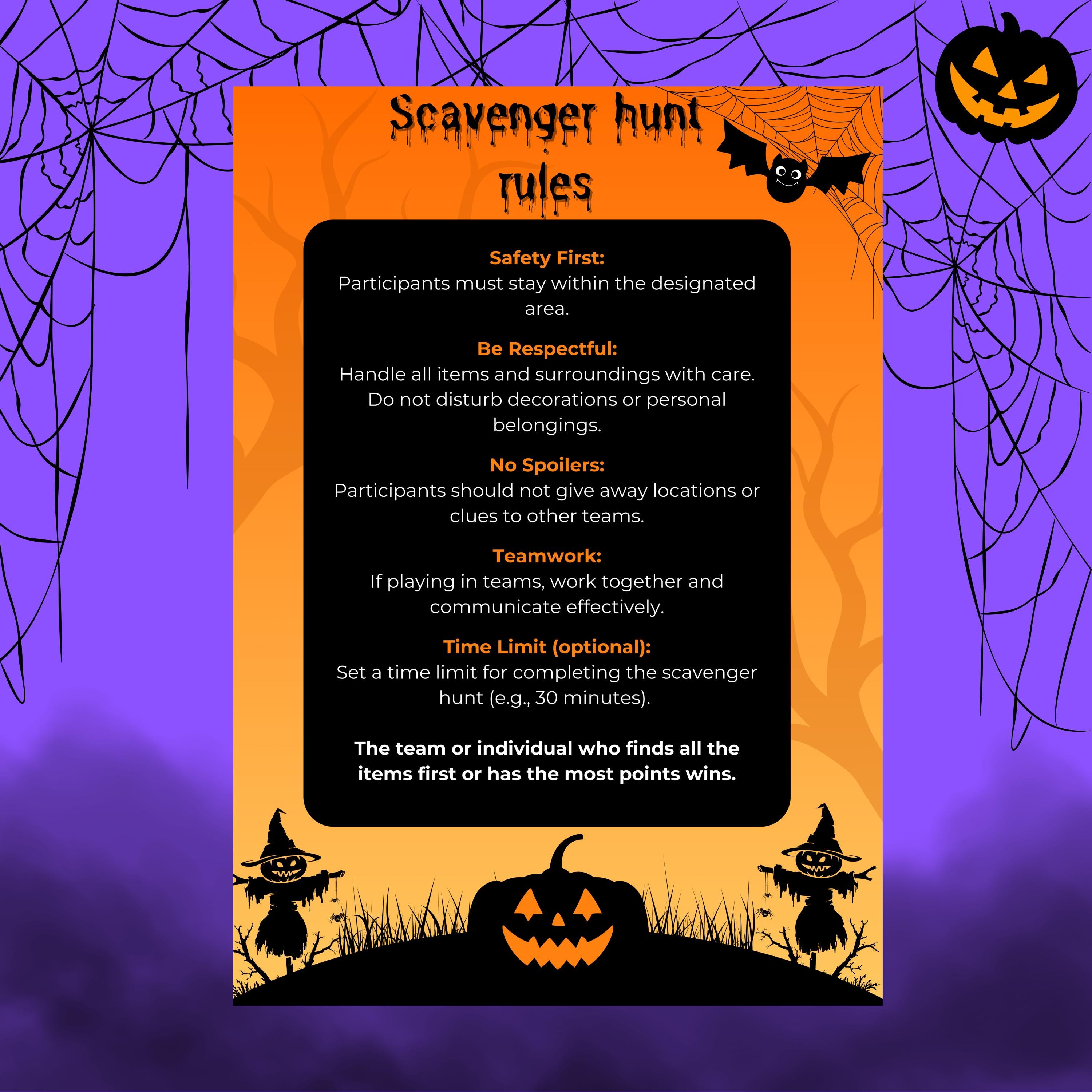 Halloween Outdoor Scavenger Hunt, Outdoor Halloween Scavenger Hunt ...