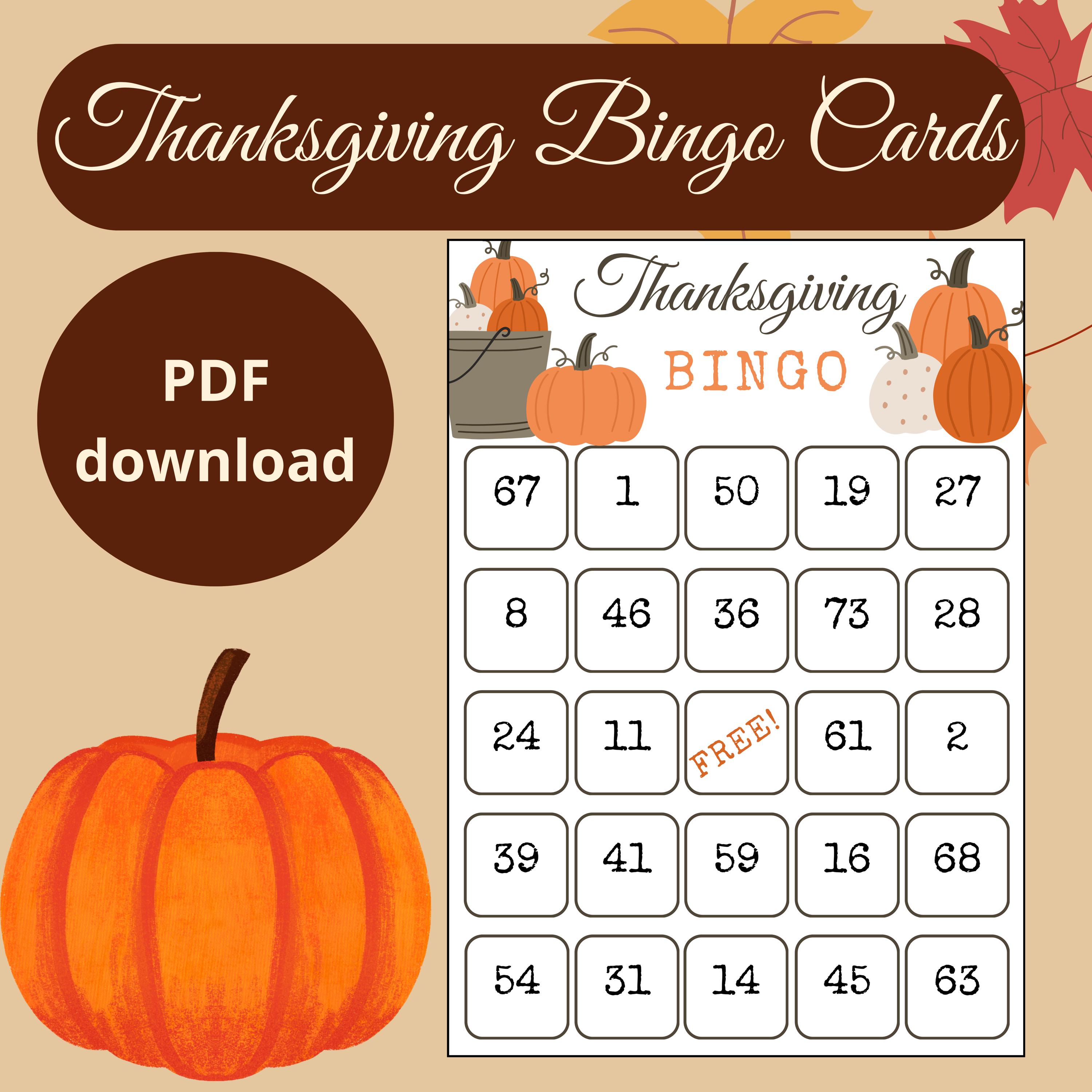 Thanksgiving Bingo, Thanksgiving Bingo Cards, Thanksgiving Games, Fall ...