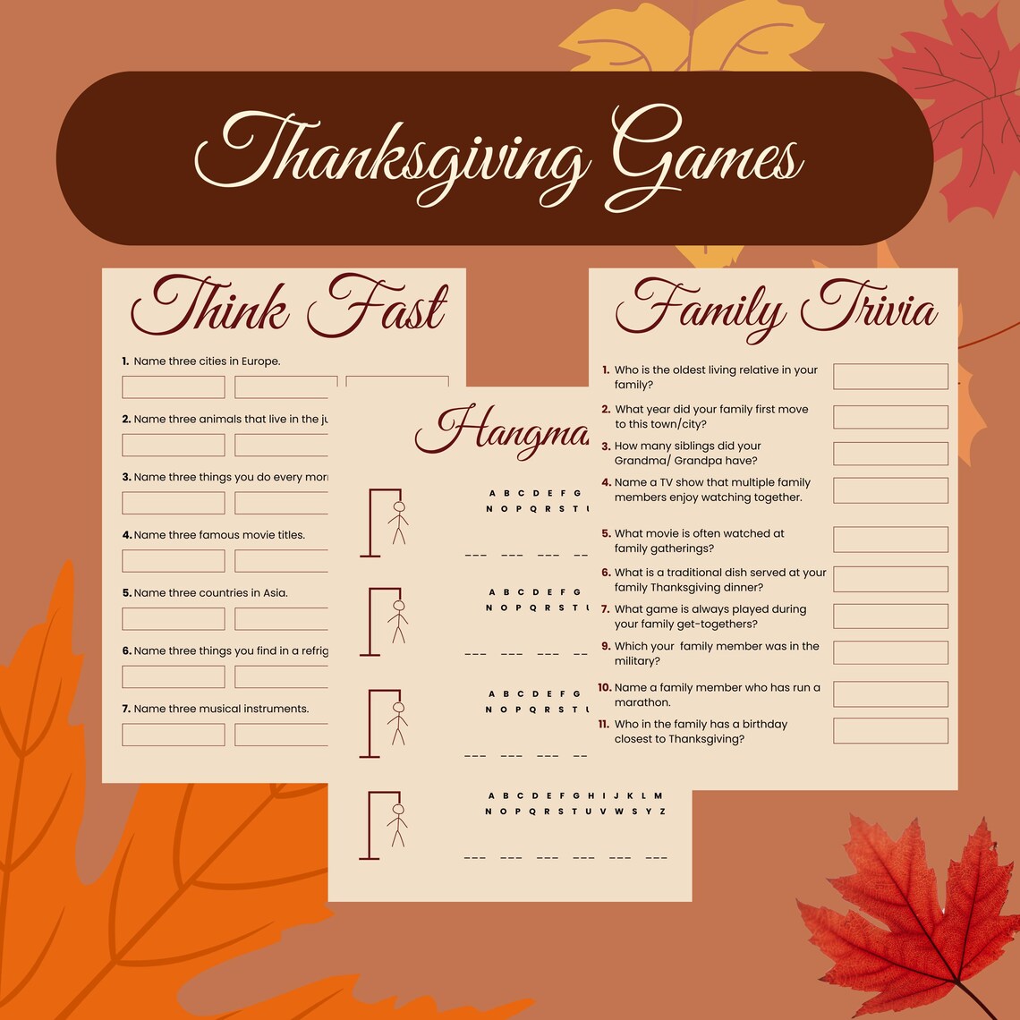 Thanksgiving Game, Thanksgiving Bingo, Thanksgiving Games, Family ...