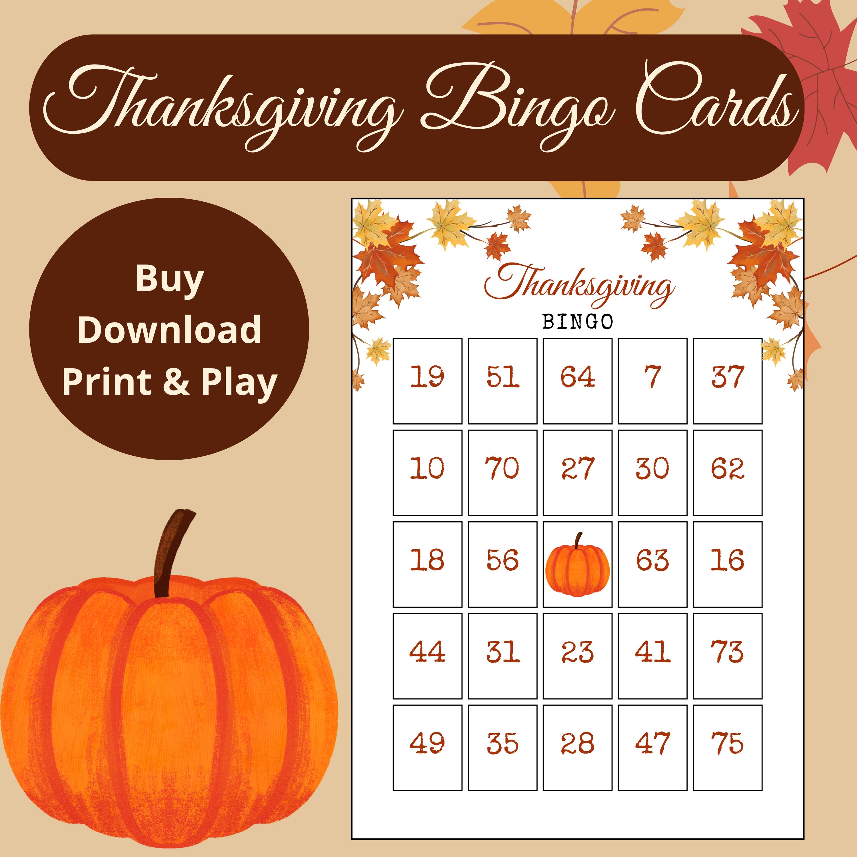 Thanksgiving Bingo, Thanksgiving Bingo Cards, Thanksgiving Games, Fall ...