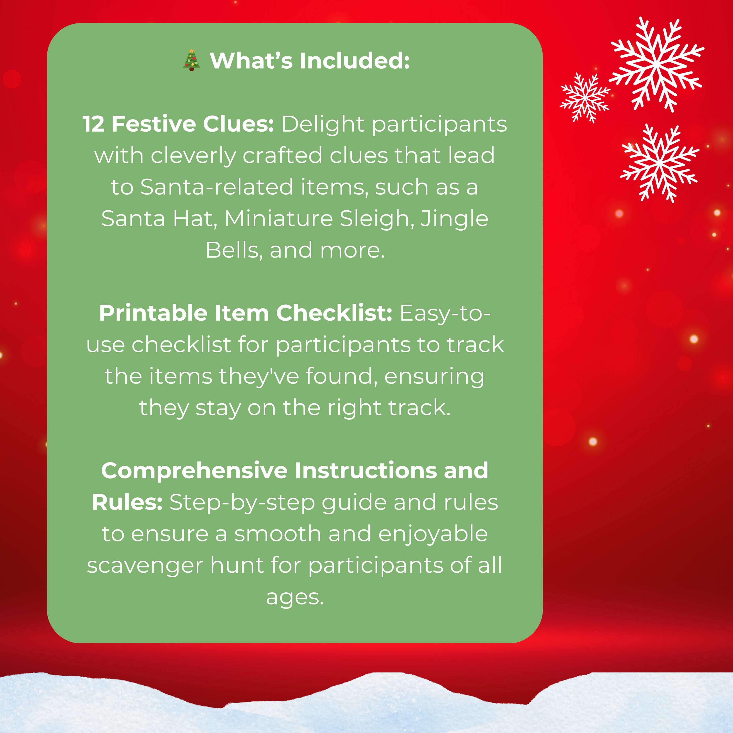 Christmas Scavenger Hunt, Christmas Printable Scavenger Hunt, Christmas ...
