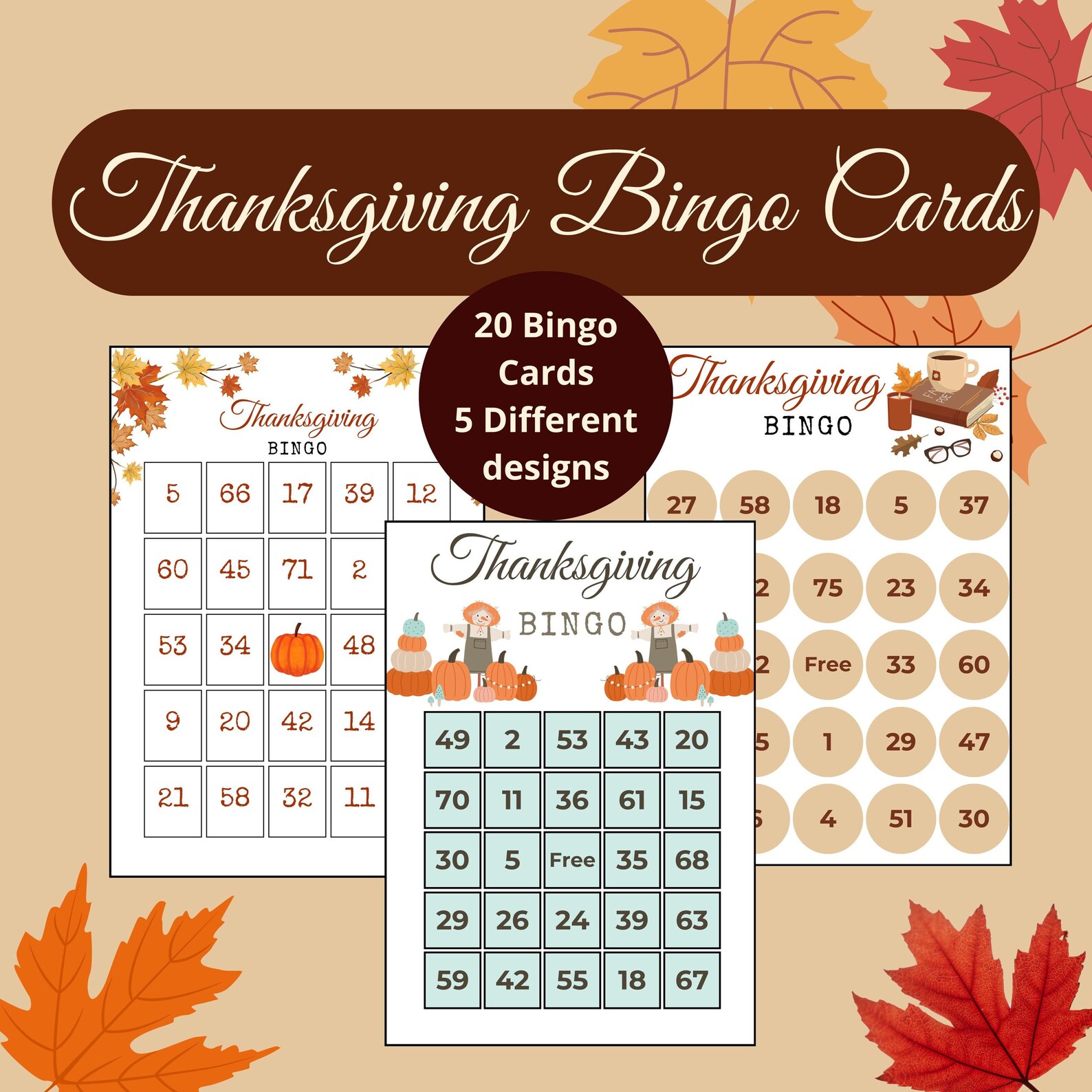 Thanksgiving Bingo, Thanksgiving Bingo Cards, Thanksgiving Games, Fall ...