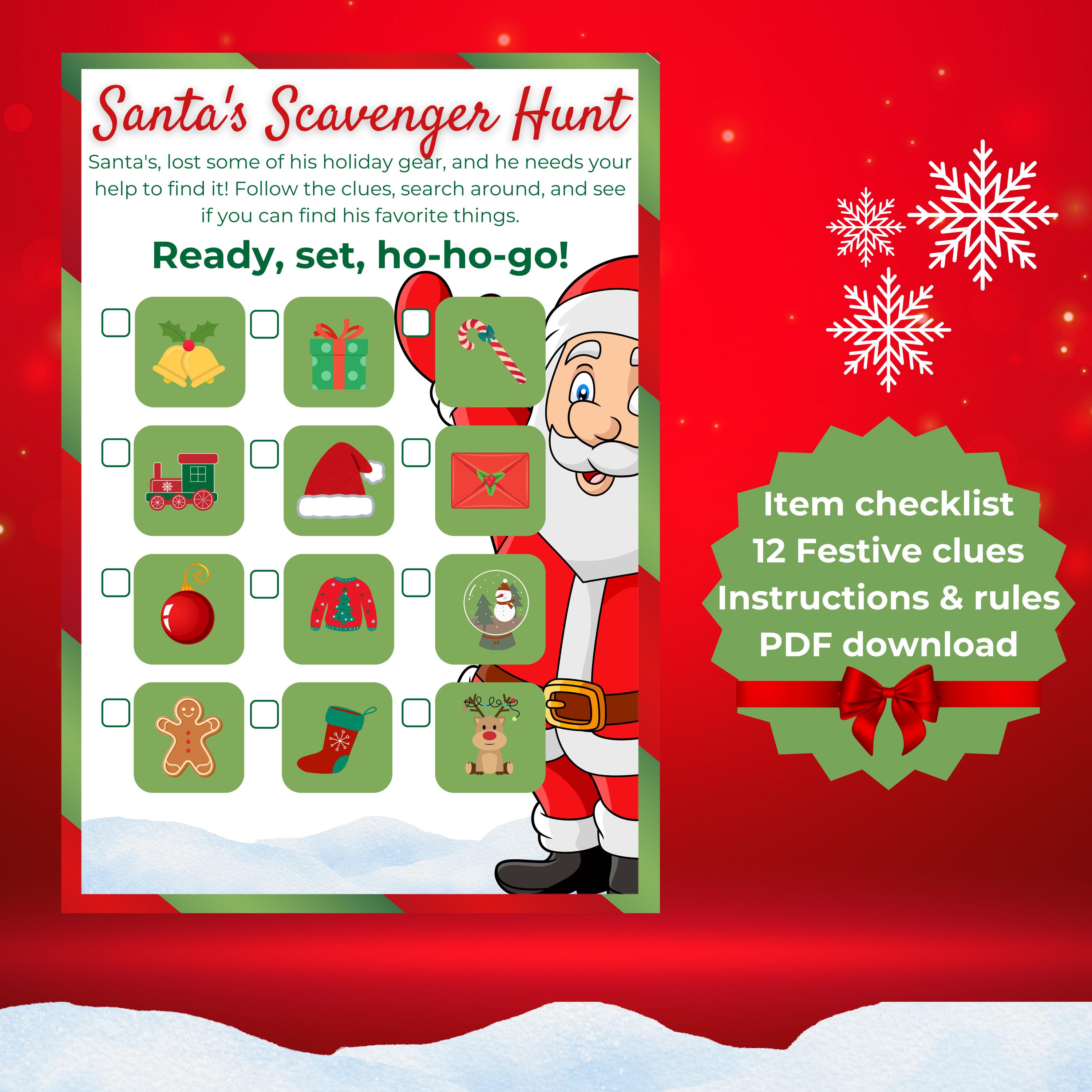 Christmas Scavenger Hunt, Christmas Printable Scavenger Hunt, Christmas ...