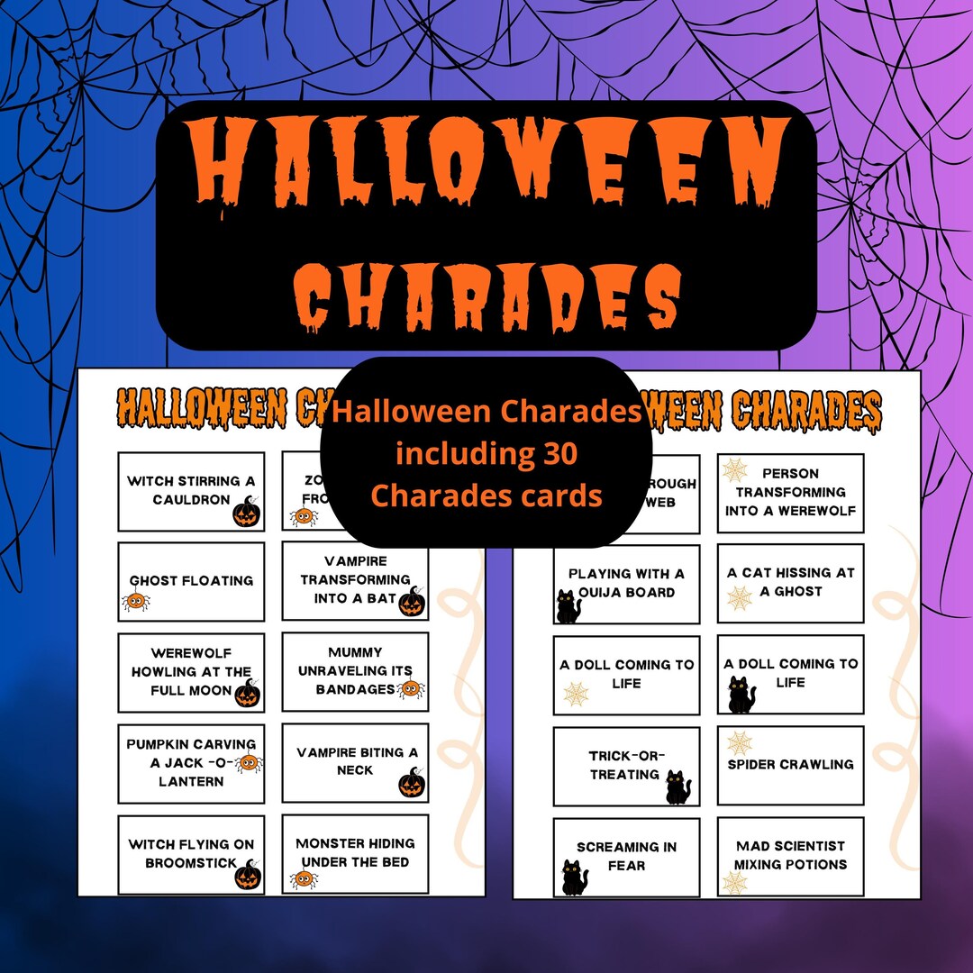 Halloween Charades, Halloween Charades Cards, Halloween Games, Teen ...
