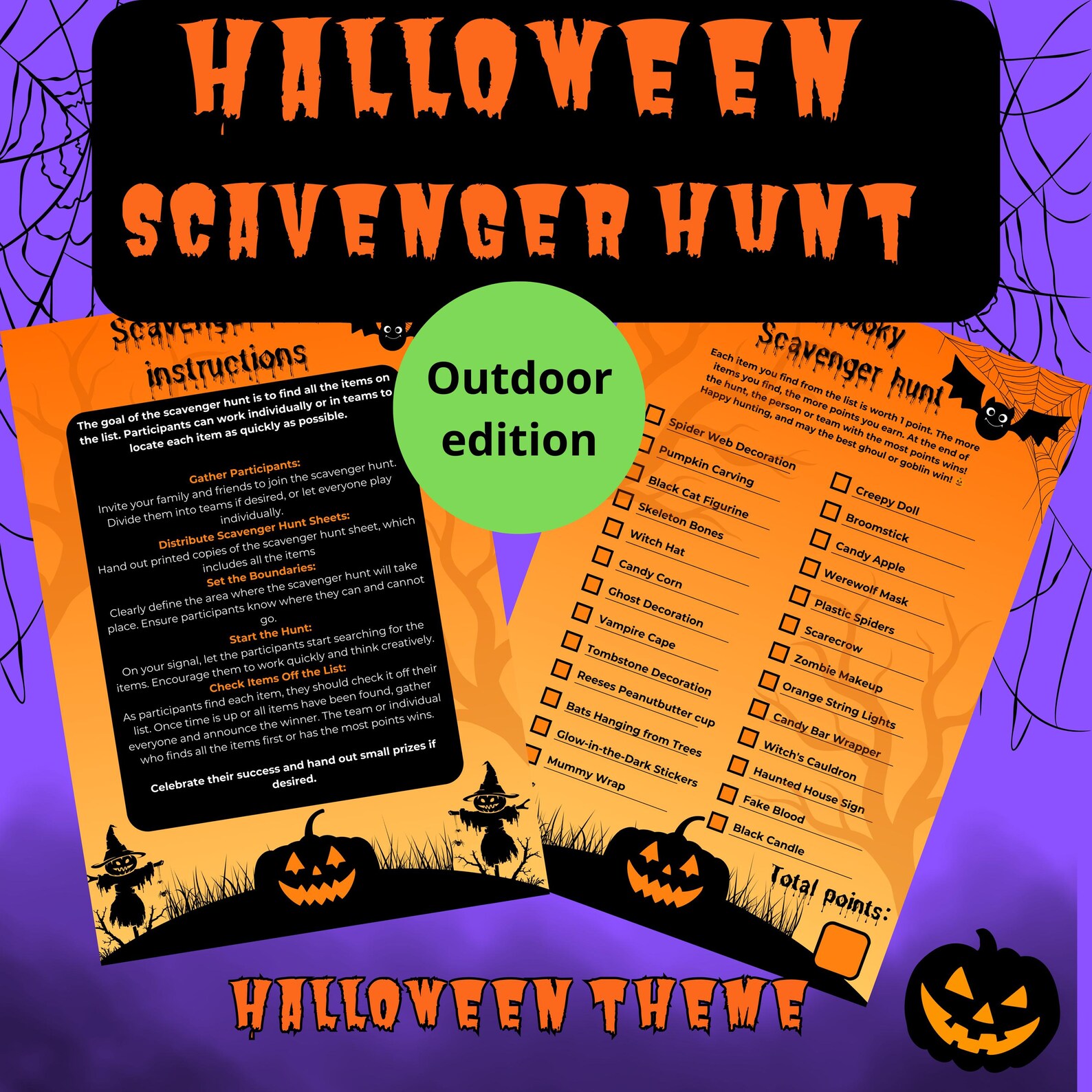 Halloween Outdoor Scavenger Hunt, Outdoor Halloween Scavenger Hunt ...