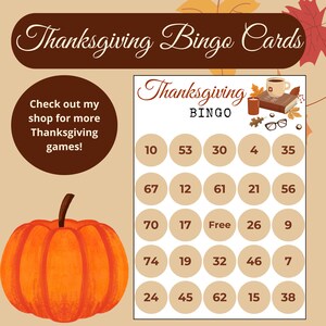 Thanksgiving Bingo, Thanksgiving Bingo Cards, Thanksgiving Games, Fall ...
