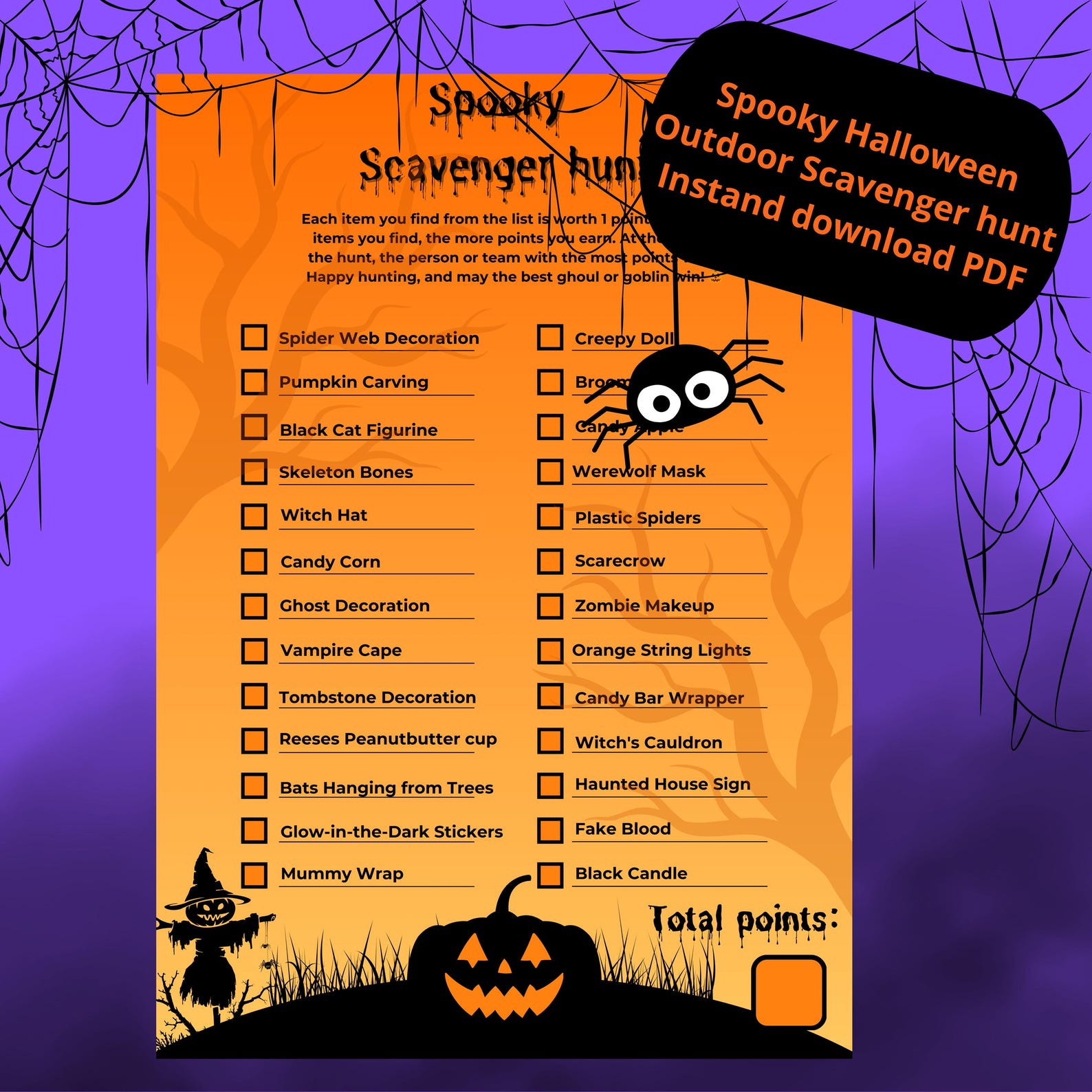 Halloween Outdoor Scavenger Hunt, Outdoor Halloween Scavenger Hunt ...