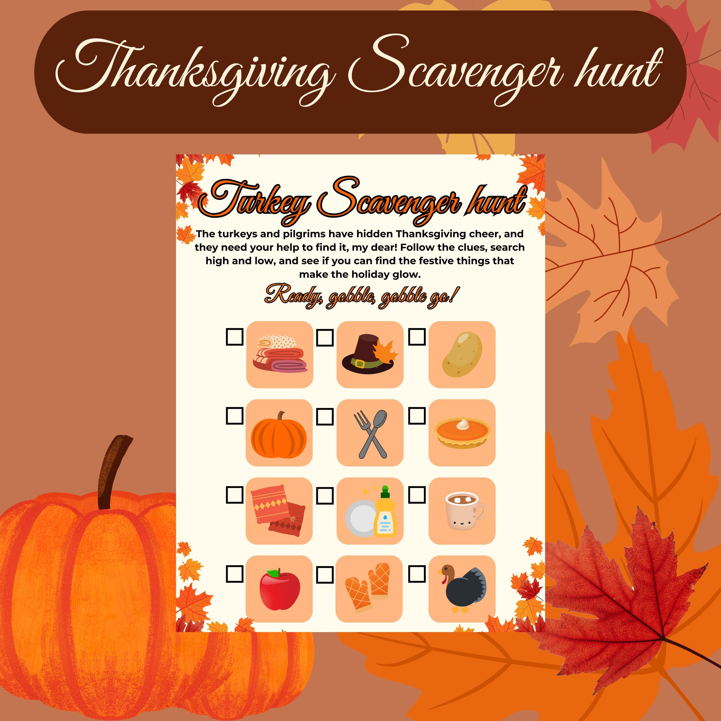 Thanksgiving Scavenger Hunt, Thanksgiving Scavenger Hunt for Kids ...