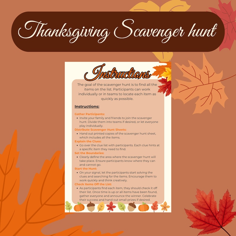 Thanksgiving Scavenger Hunt, Thanksgiving Scavenger Hunt for Kids ...