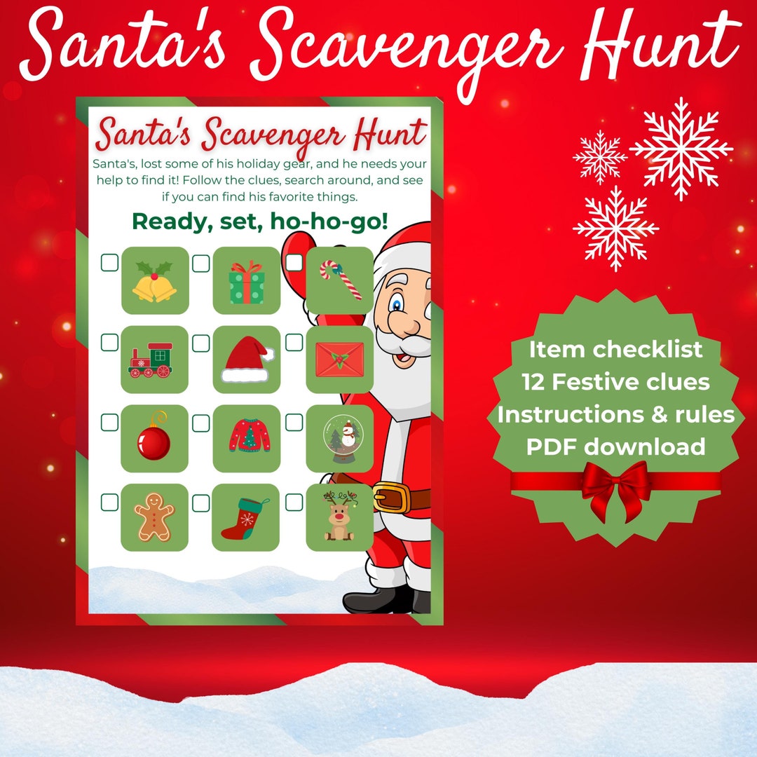 Christmas Scavenger Hunt, Christmas Printable Scavenger Hunt, Christmas ...