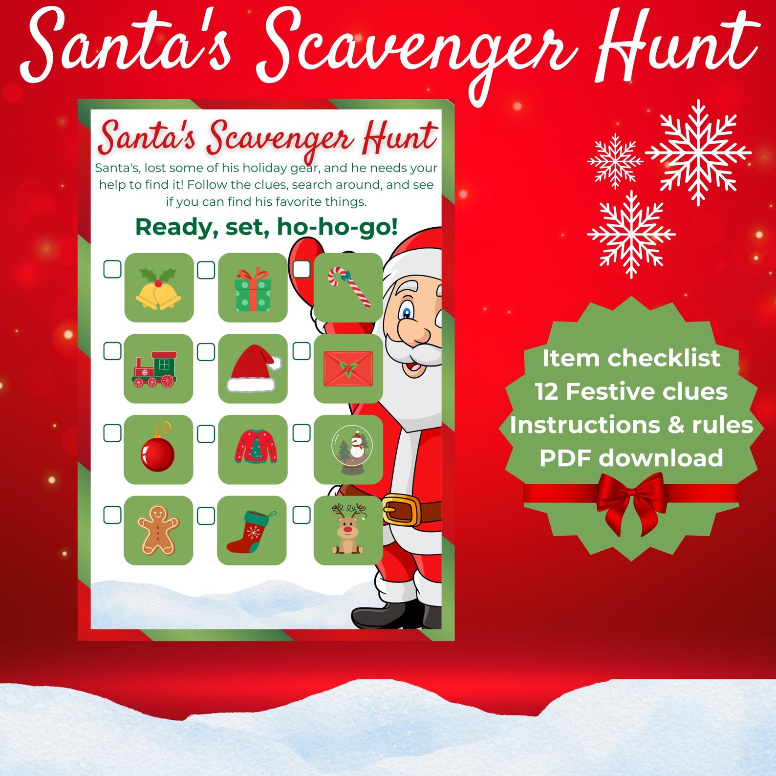 Christmas Scavenger Hunt, Christmas Printable Scavenger Hunt, Christmas ...