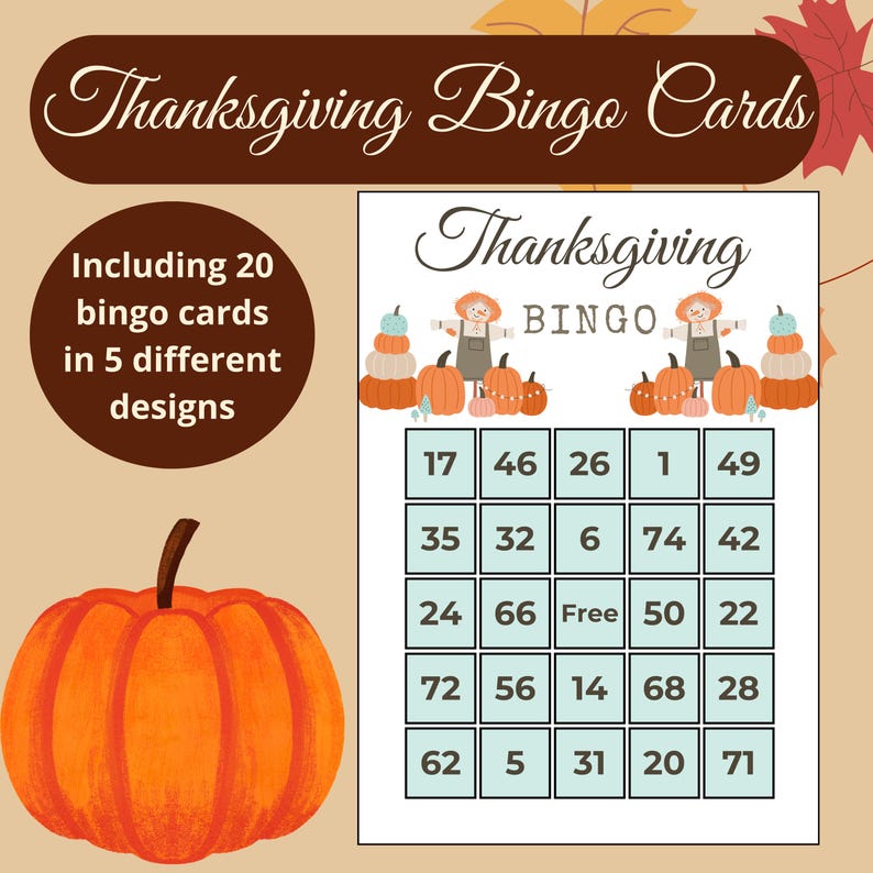 Thanksgiving Bingo, Thanksgiving Bingo Cards, Thanksgiving Games, Fall ...