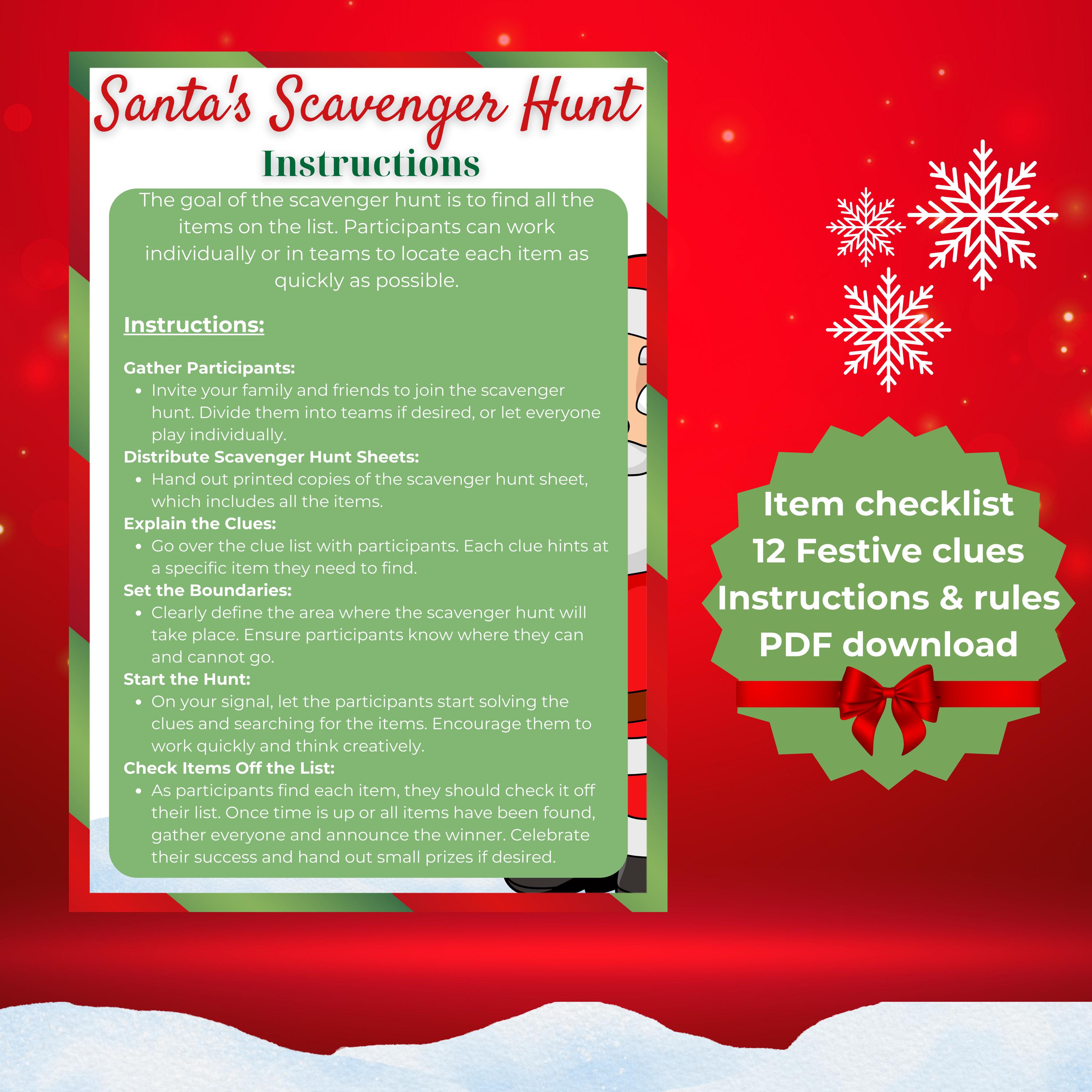 Christmas Scavenger Hunt, Christmas Printable Scavenger Hunt, Christmas ...