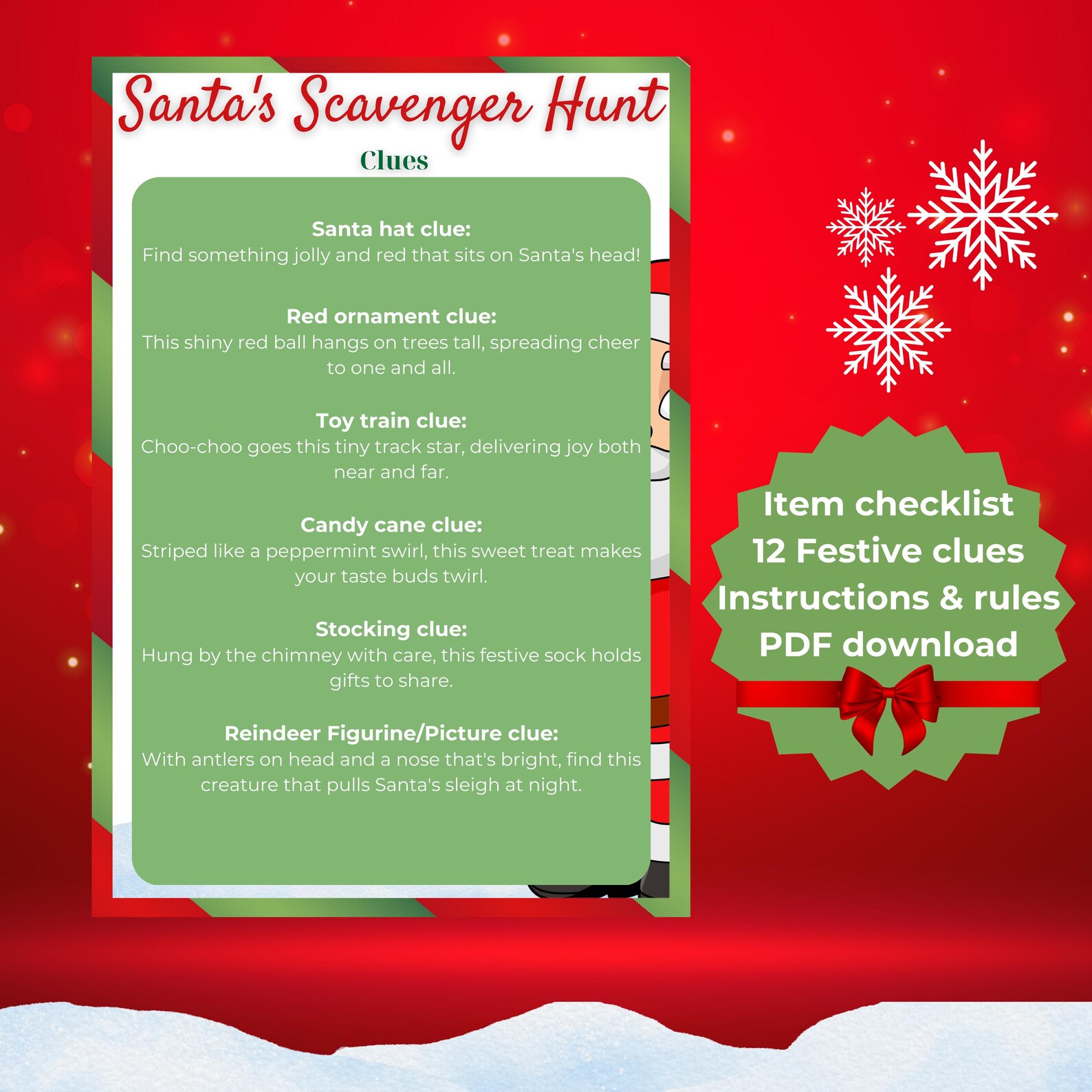 Christmas Scavenger Hunt, Christmas Printable Scavenger Hunt, Christmas ...