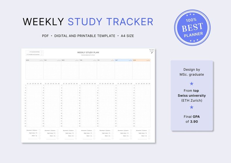 Weekly Study Planner Minimalist Design EN - Etsy