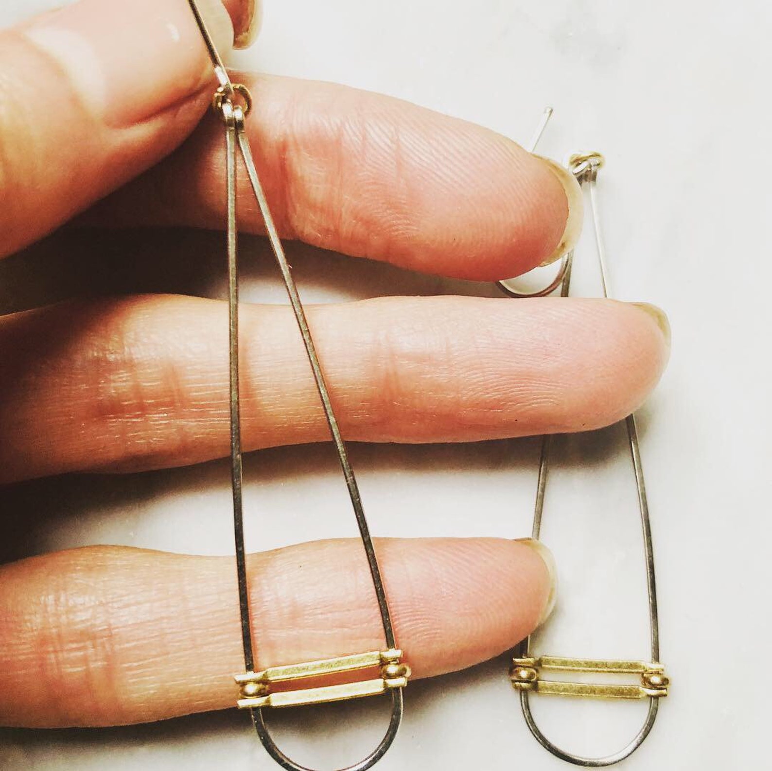 Tear Drop Wire and Bars Earrings - Etsy