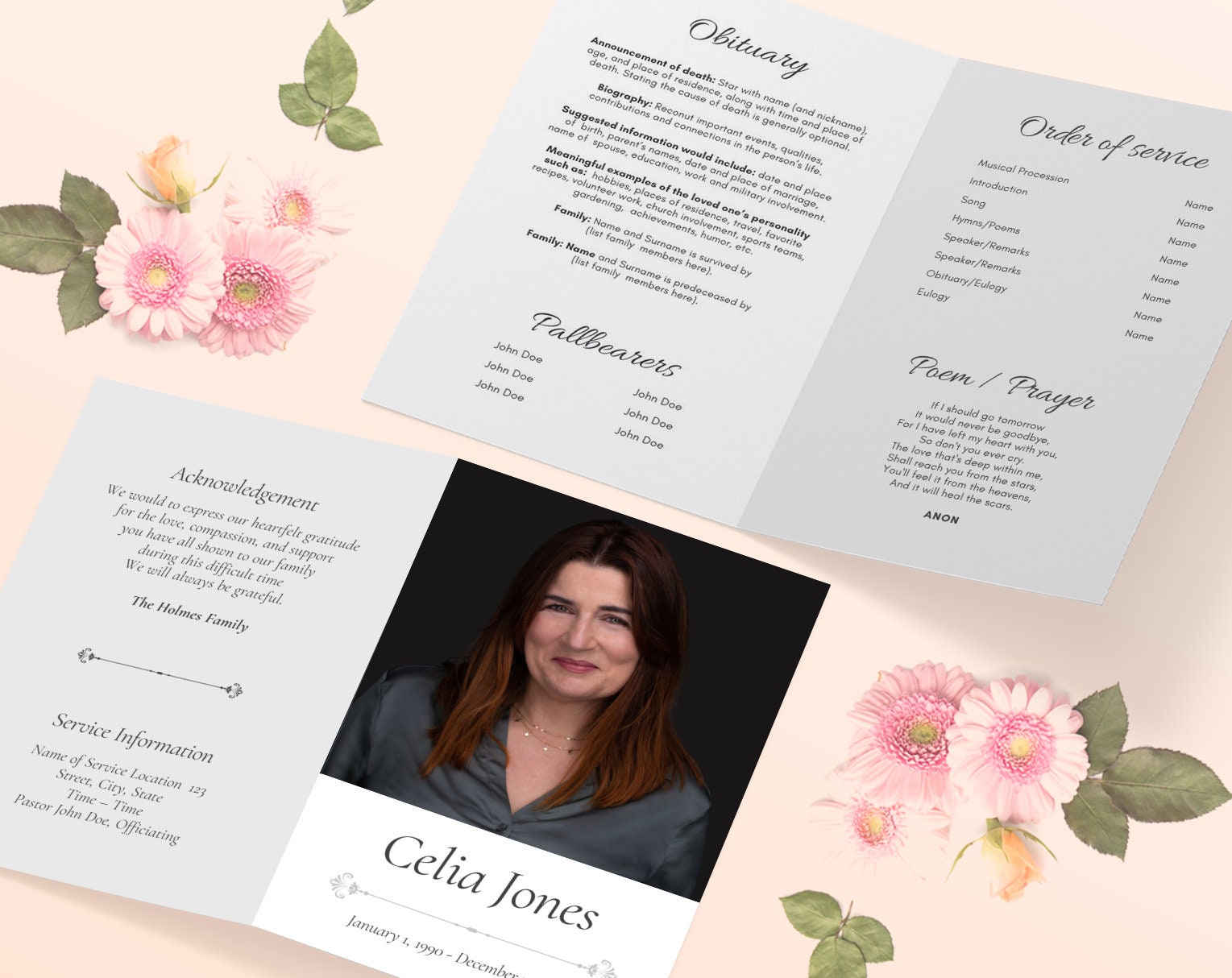 Funeral Program Template for Funeral Service Program Funeral Program ...