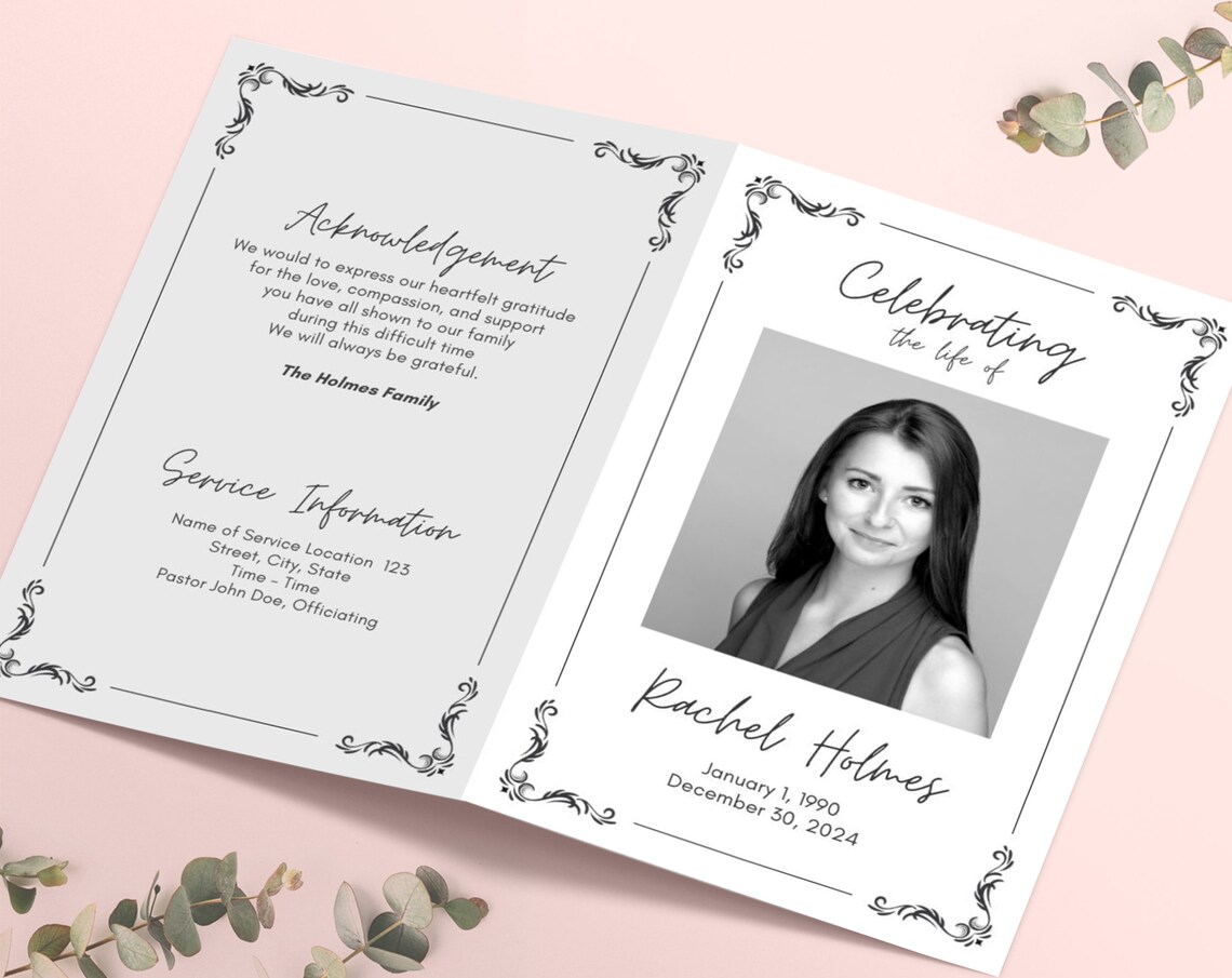 Funeral Program Template for Funeral Service Program Funeral Program ...