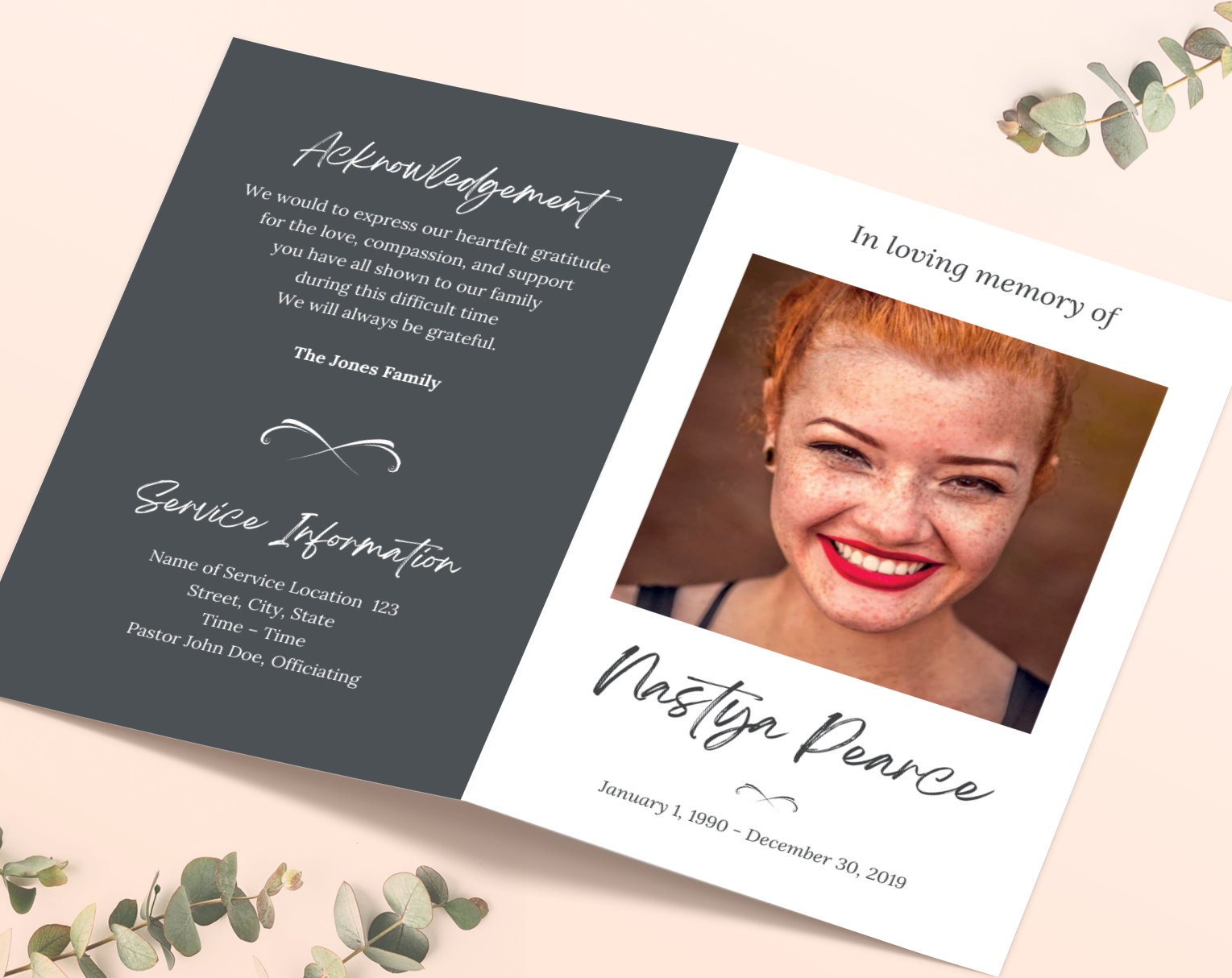 Funeral Program Template for Funeral Service Program Funeral Program ...