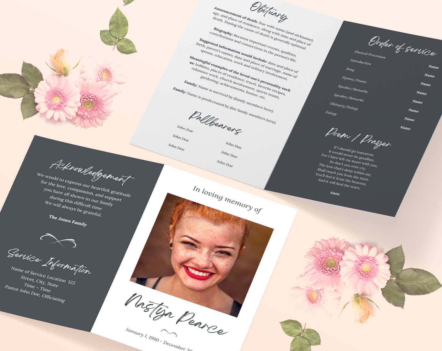 Funeral Program Template for Funeral Service Program Funeral Program ...