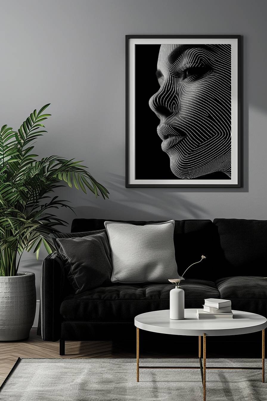 Modern Minimalist Line Art Portrait - Black and White Silhouette - High ...