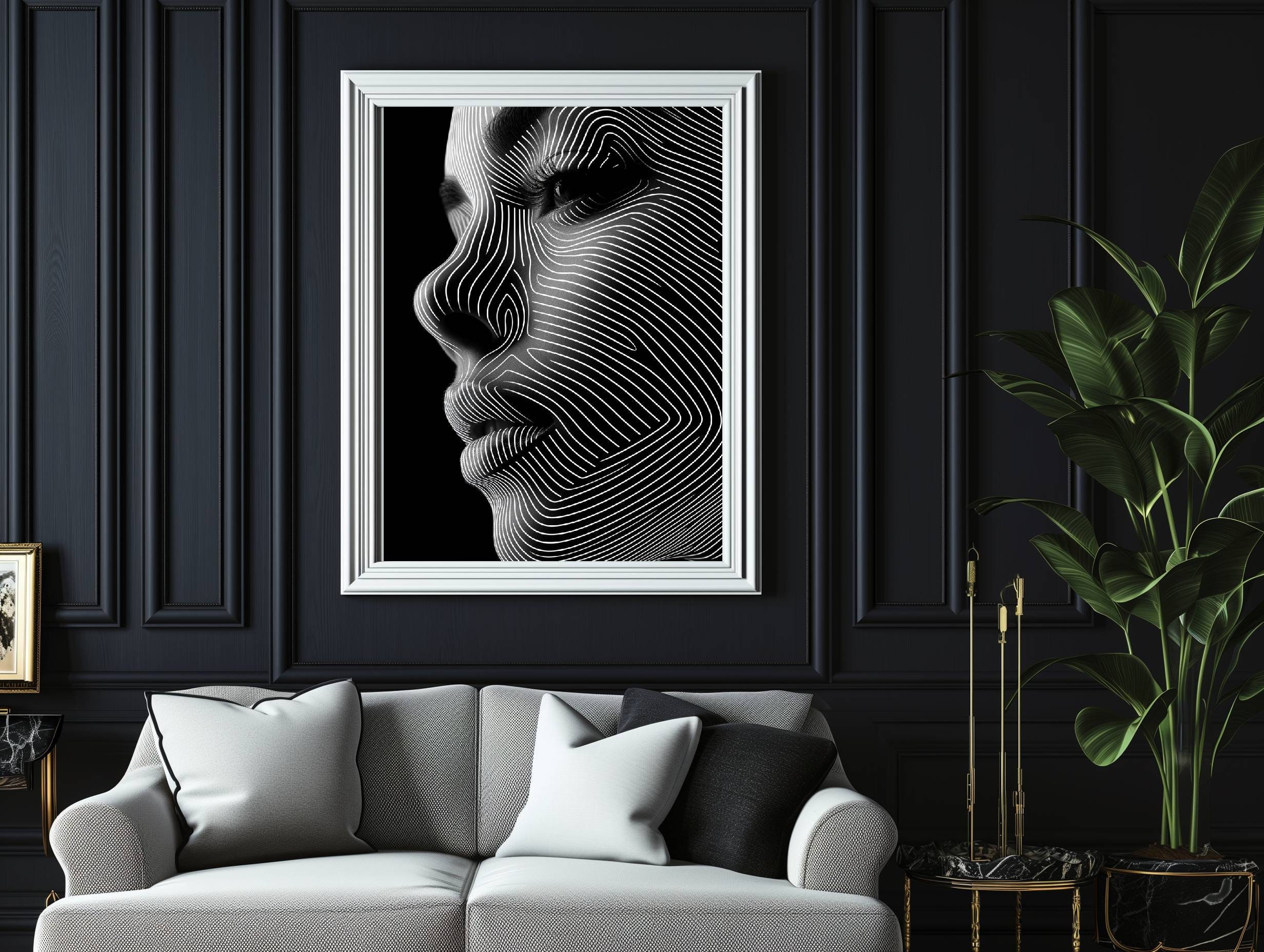 Modern Minimalist Line Art Portrait - Black and White Silhouette - High ...