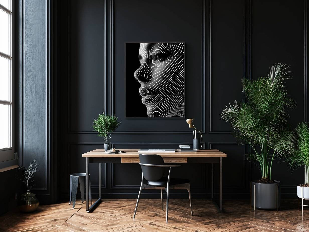 Modern Minimalist Line Art Portrait - Black and White Silhouette - High ...