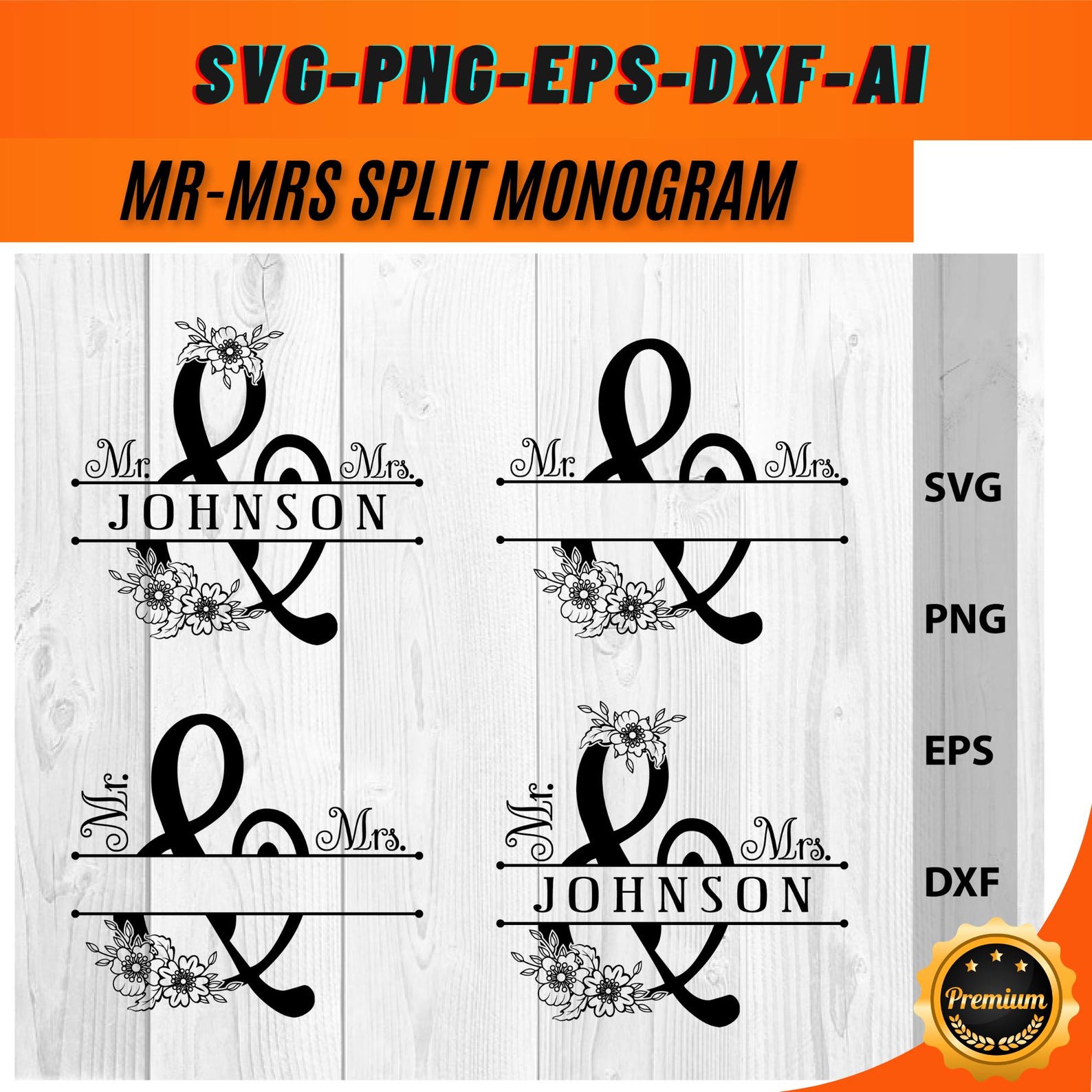 Mr and Mrs SVG Bundle, Mr and Mrs Split Monogram SVG, Hubby Wifey SVG ...