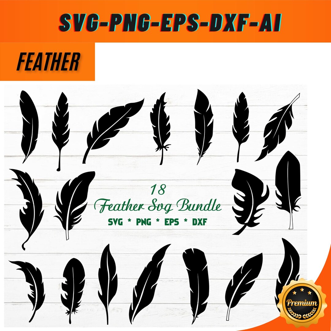 Feather Svg Bundle, Feather Birds Svg, Dxf, Png, Feathers Silhouette ...