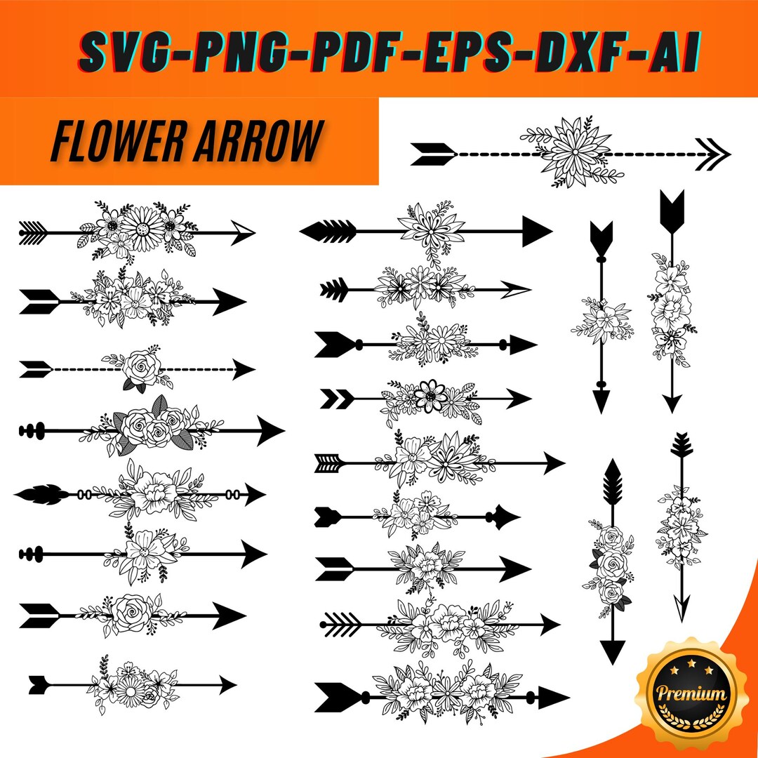 Arrow Flower SVG, Arrows and Feather, Arrow and Flowers Cut File ...