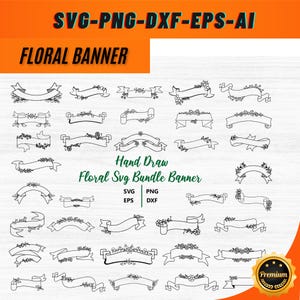 Floral Banner Svg, Banner Svg Bundle, Banner Clipart, Banner Png ...