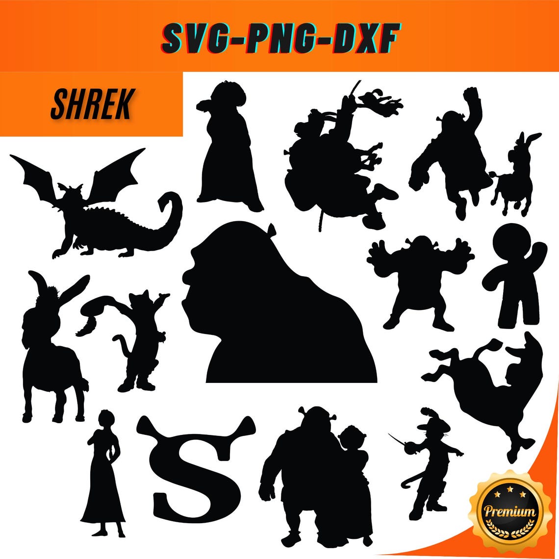 Shrek Vector Design SVG PNG Bundle, Cute Shrek Graphics for DIY ...