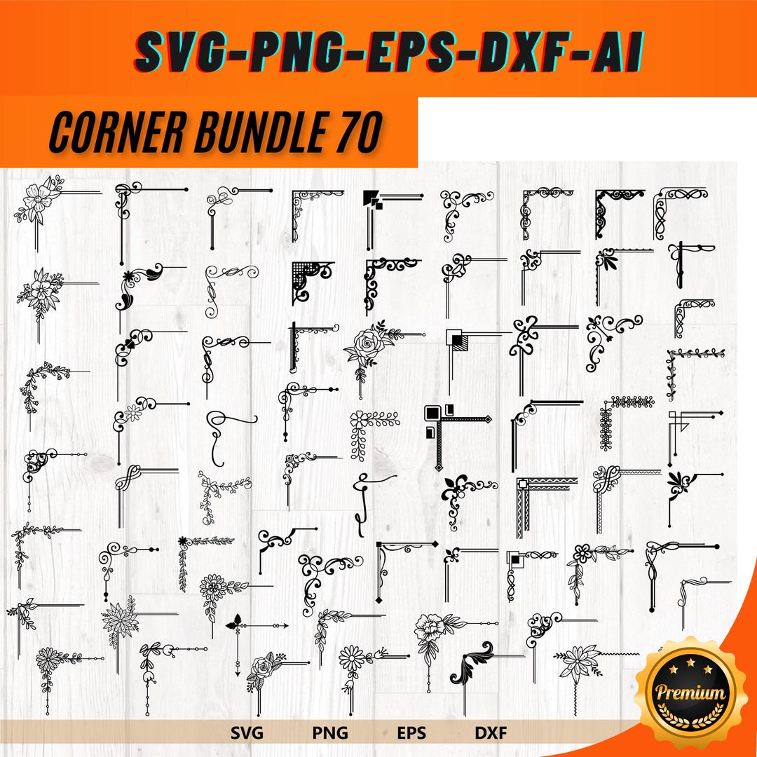 70+ Corner SVG Bundle for Laser, Floral Patterns & Borders, Commercial ...