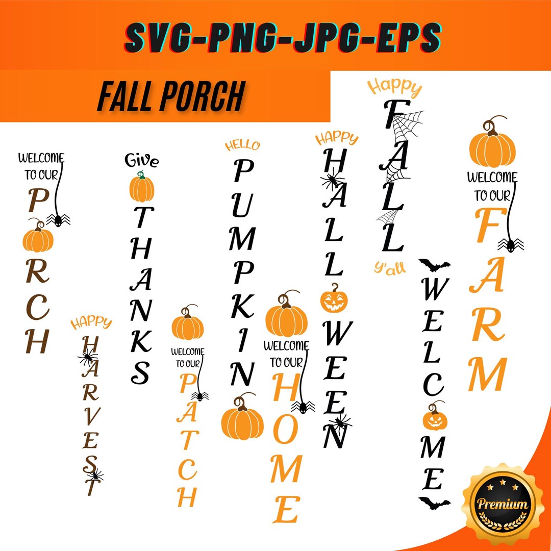 Fall Porch Sign Svg Bundle, Fall Decor Svg, Halloween Porch Sign Svg ...
