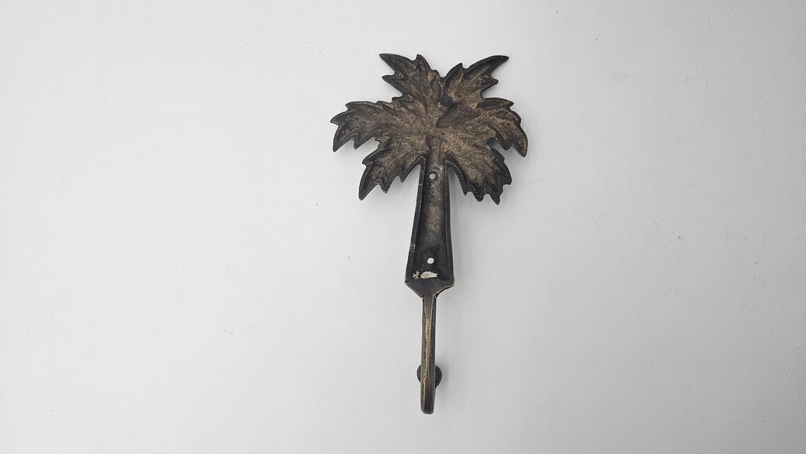 Handmade Solid Brass Palm Tree Hook: Coastal Wall Hanger - Etsy