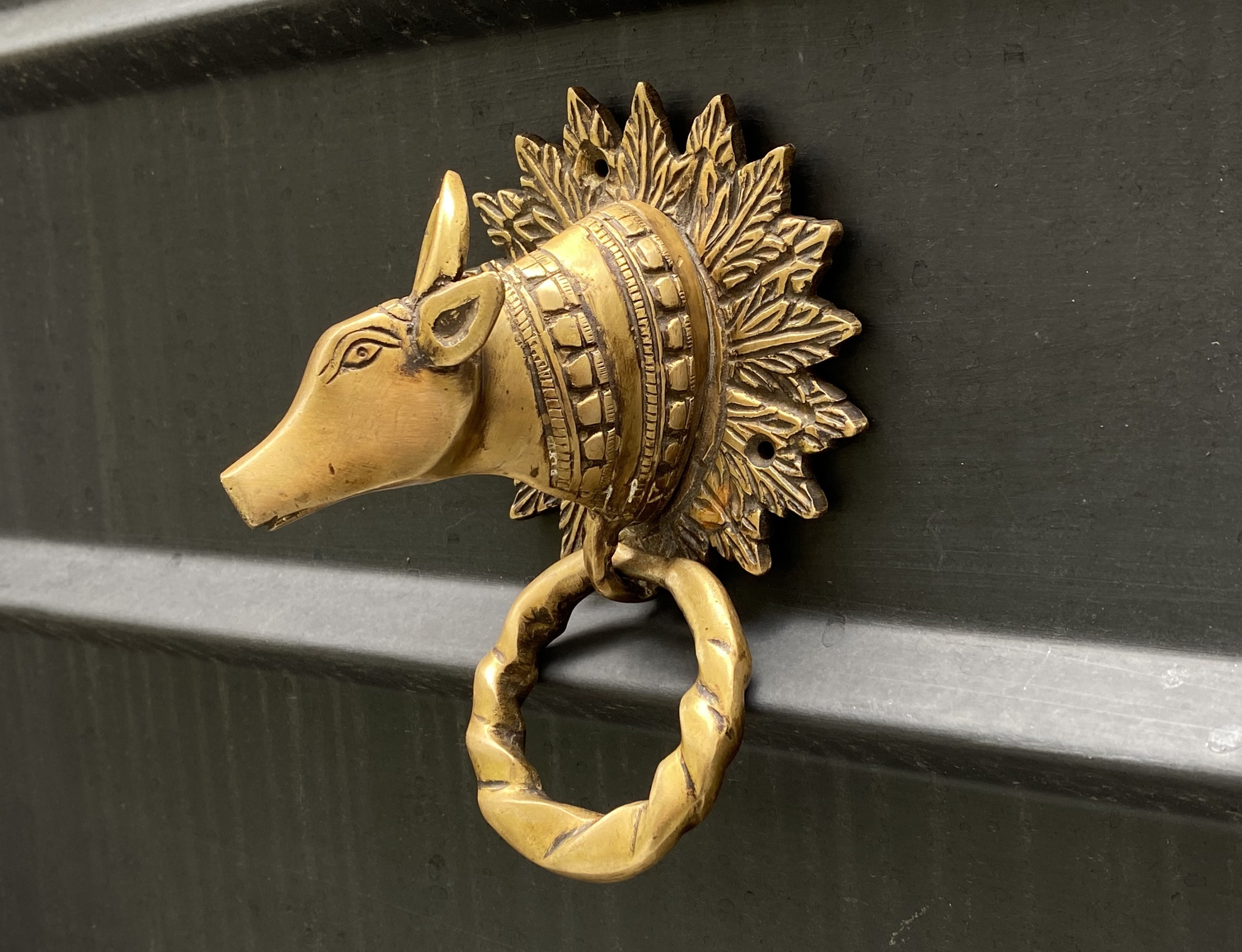 Antique Brass Cow Carved Door Knocker, Vintage-style Door Hardware ...
