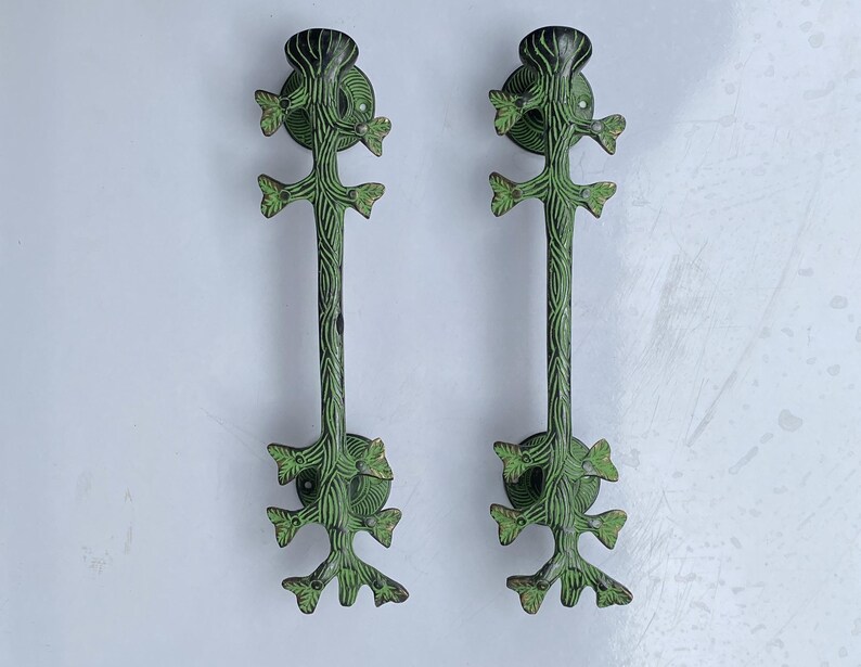 Handcrafted Brass Leaf Door Handle: Nature Inspired Home Decor - Etsy