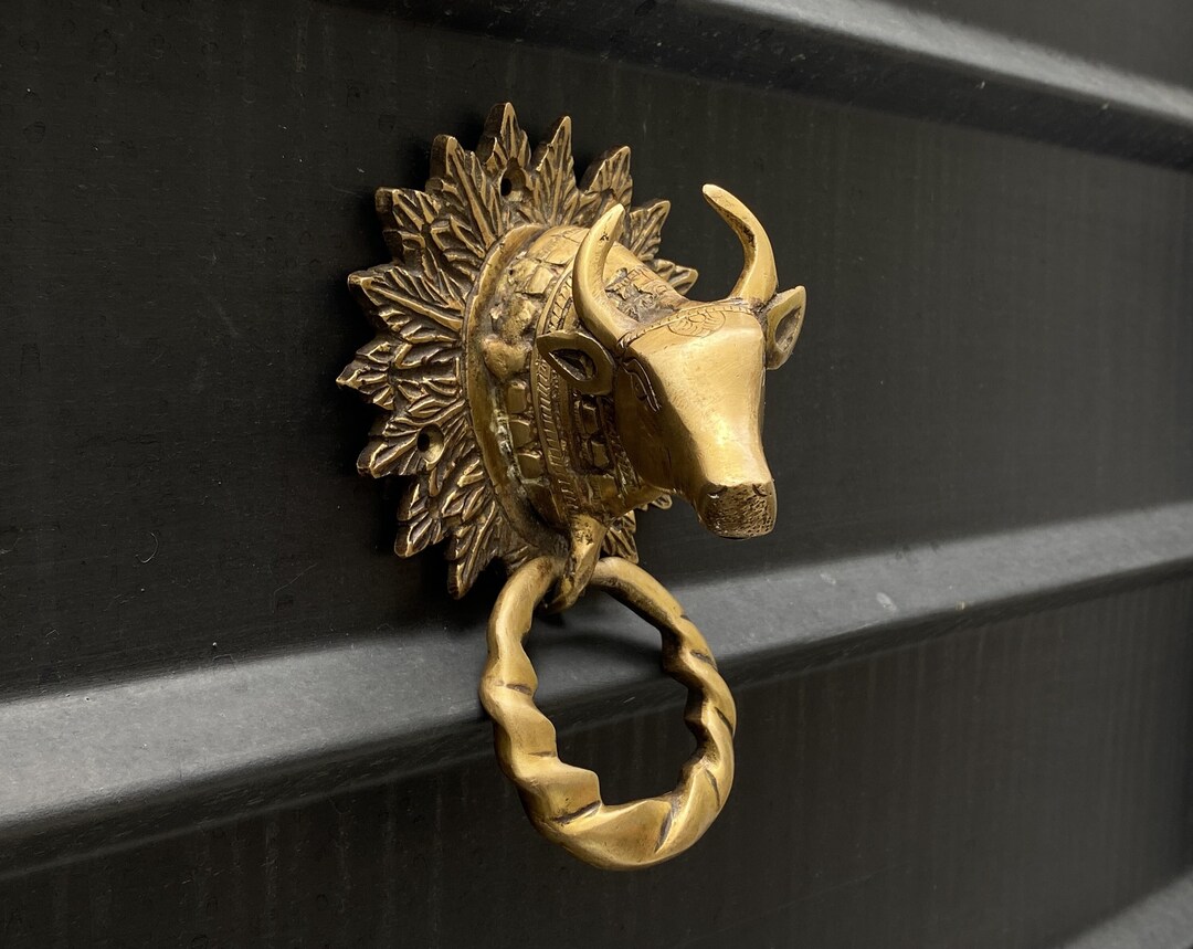 Antique Brass Cow Carved Door Knocker, Vintage-style Door Hardware ...