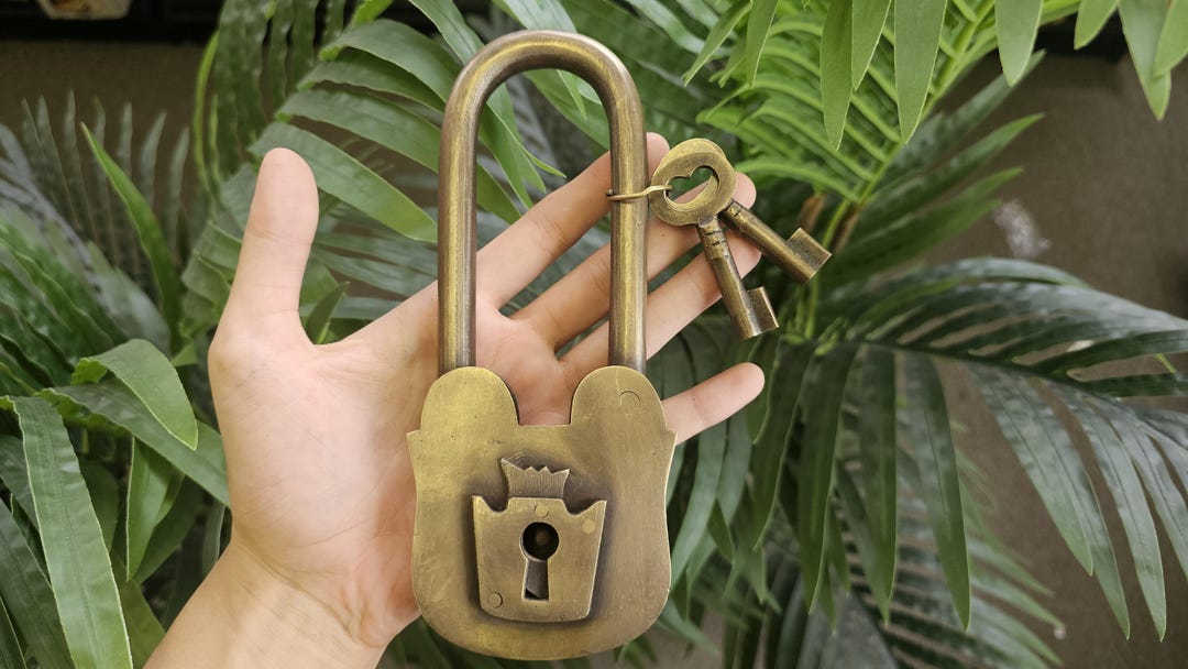 Handmade 7" Solid Brass Rustic Lock - Antique Style Latch - Etsy