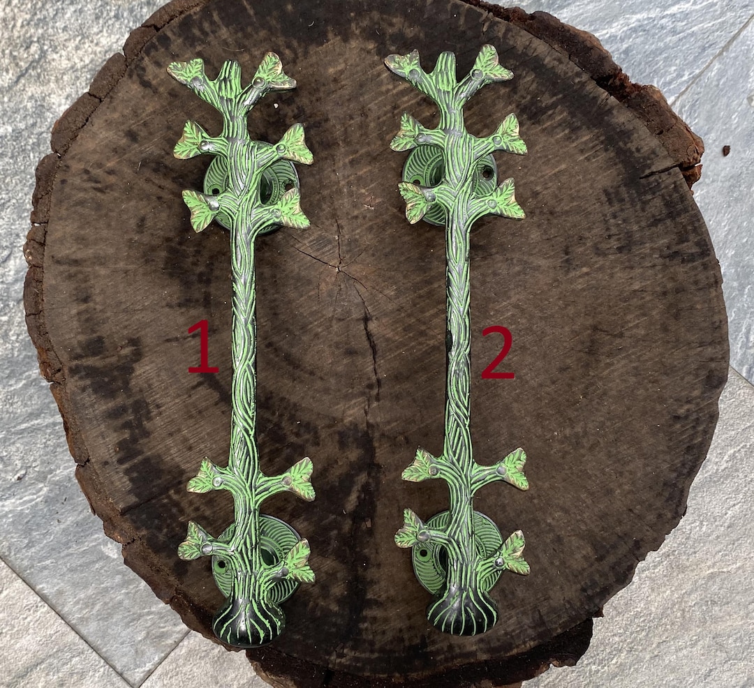 Handcrafted Brass Leaf Door Handle: Nature Inspired Home Decor - Etsy