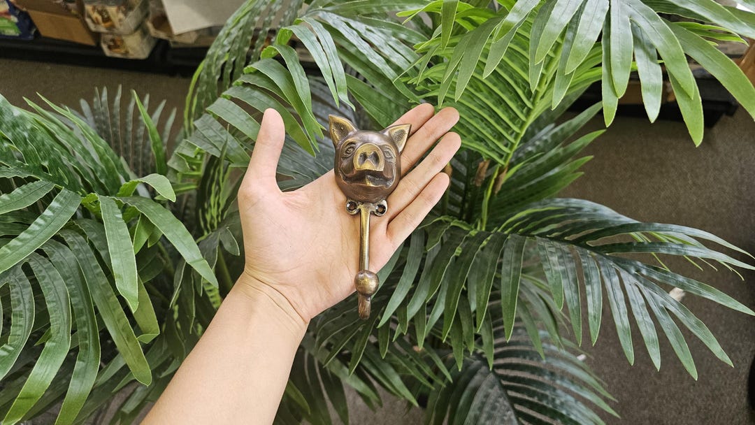 Handmade Solid Brass Pig Head Wall Hook: Rustic Animal Hanger - Etsy
