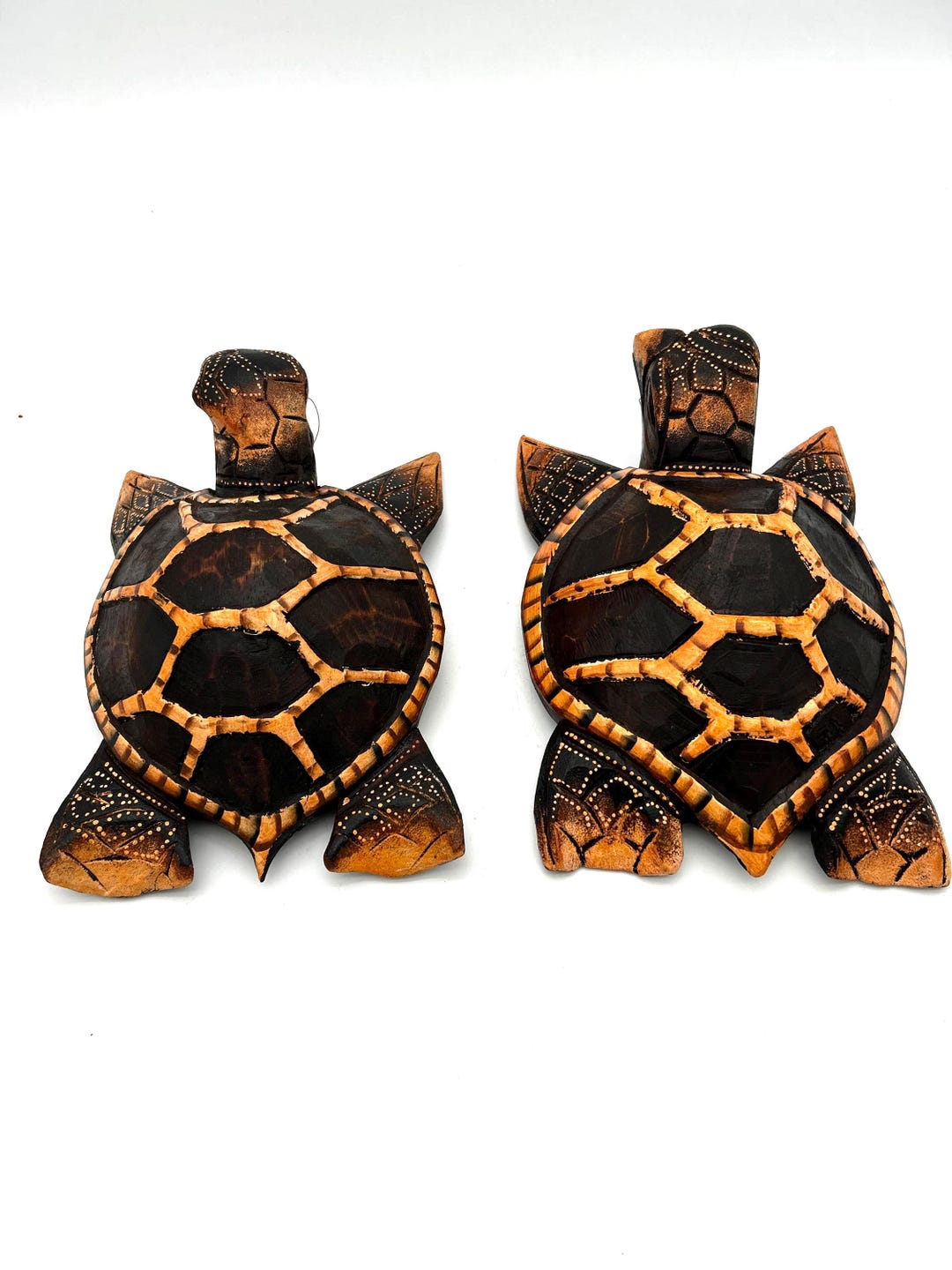 Hand Carved Wood Turtle Sculpture: Colorful Coastal Decor - Etsy