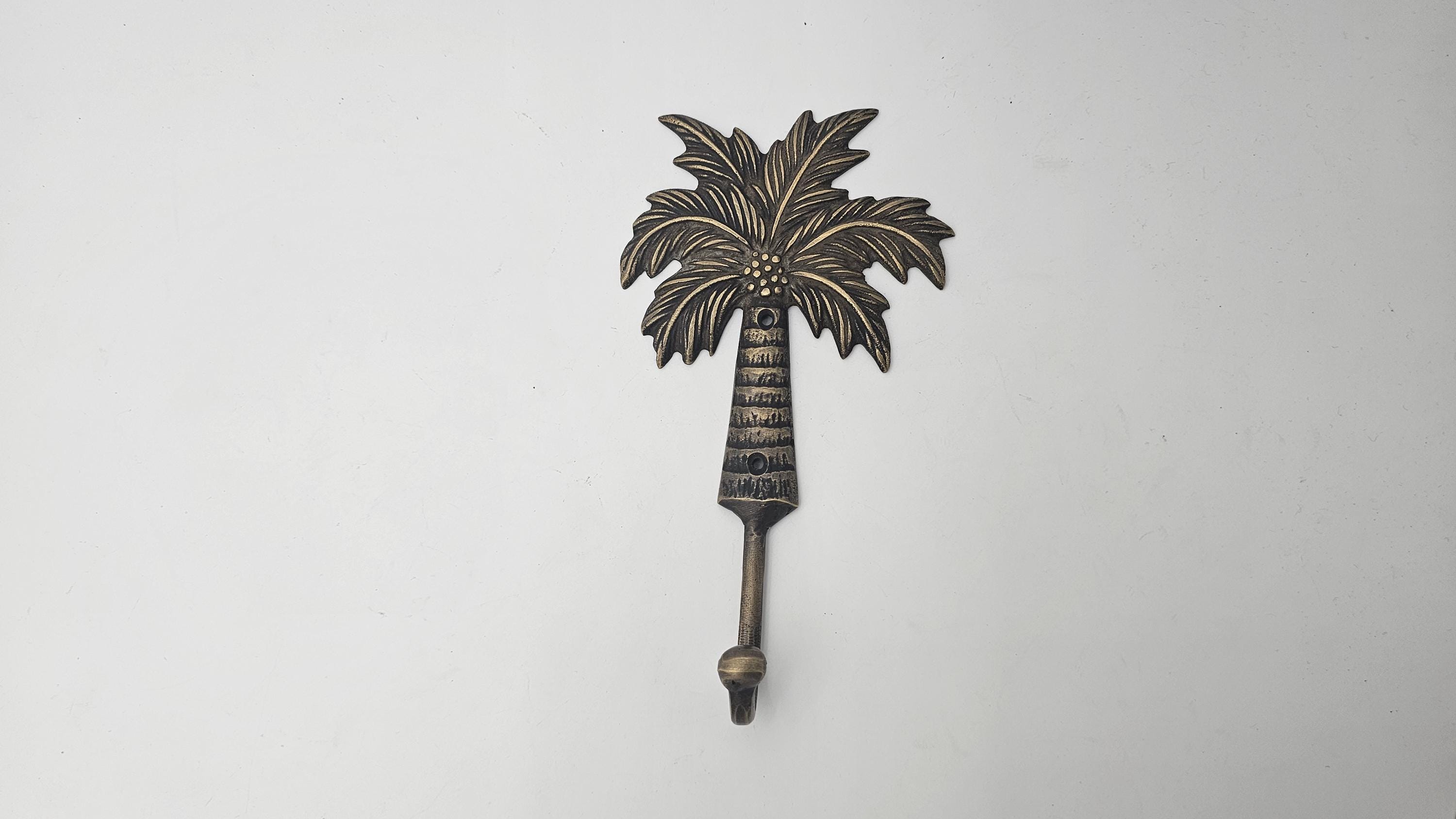 Handmade Solid Brass Palm Tree Hook: Coastal Wall Hanger - Etsy