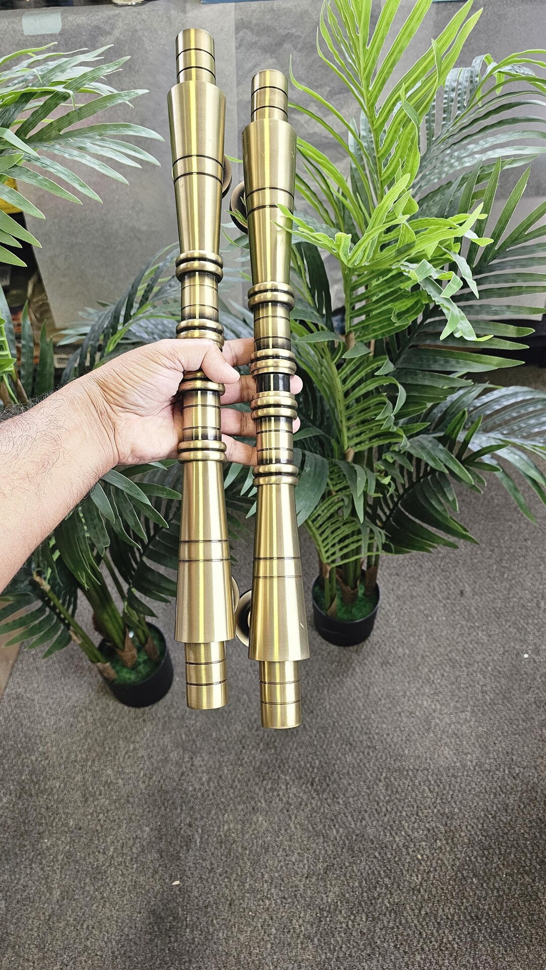 51 Cm Handmade Solid Brass Door Handle Set: Boho Bali Home Décor - Etsy
