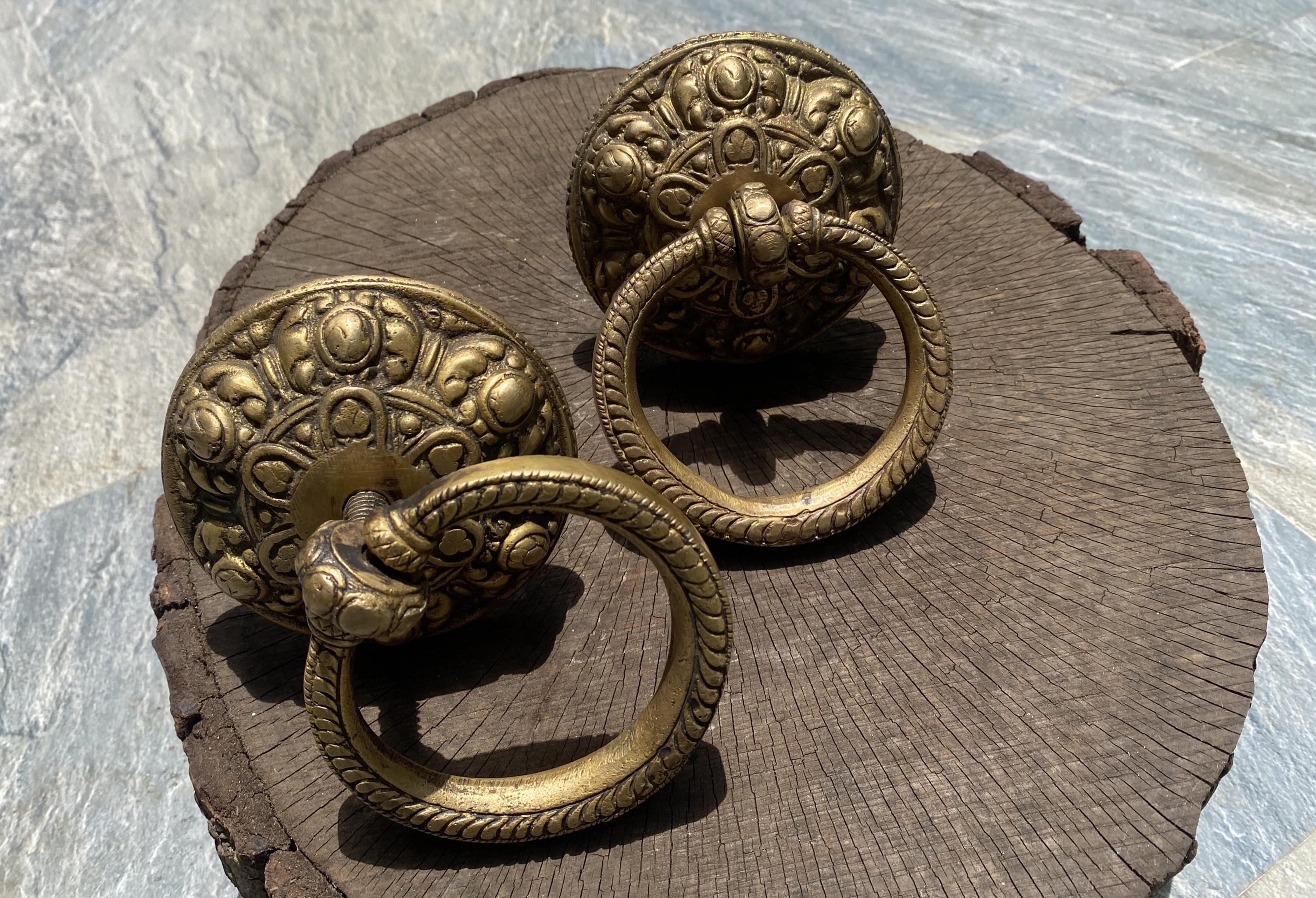 Big Chakra Door Knocker Pair, Antique Heavy Brass Door Knocker, Easy to ...