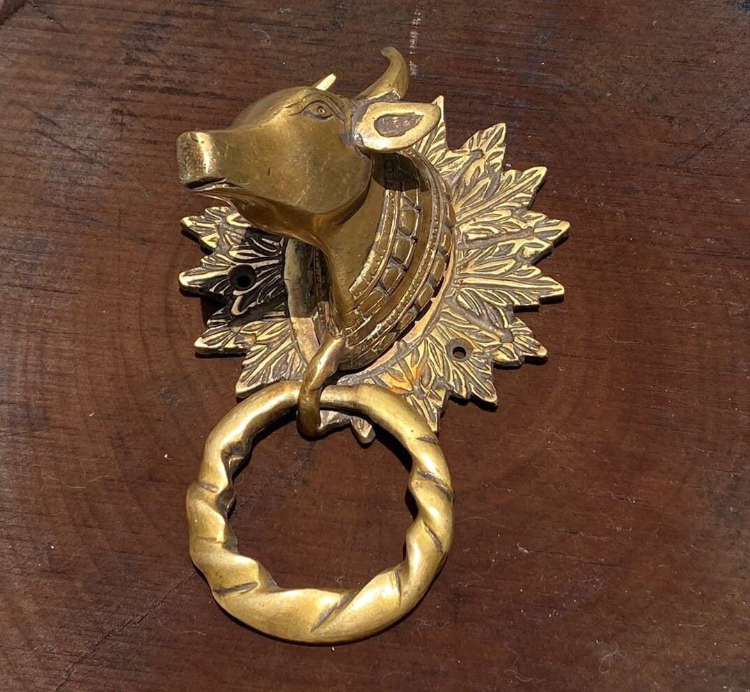 Antique Brass Cow Carved Door Knocker, Vintage-style Door Hardware ...